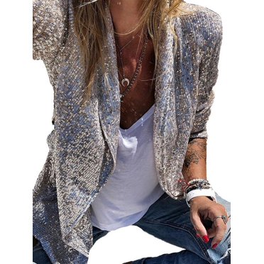 Pntutb Womens Long Sleeve Open Front Loose Outerwear Solid Coat Tops ...