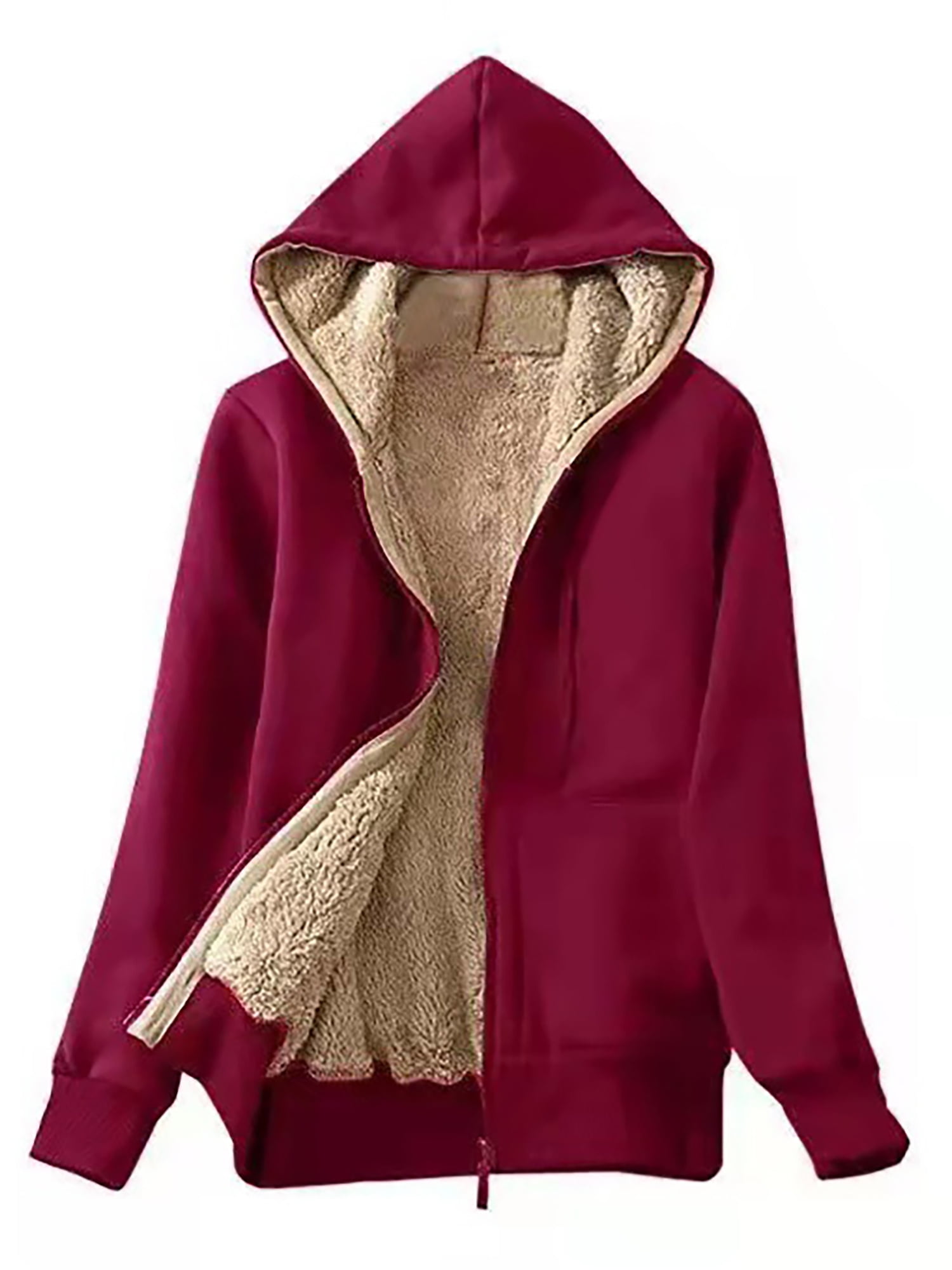 LilyLLL Womens Fleece Lined Sweatshirt Coat Winter Warm Thermal Jacket ...