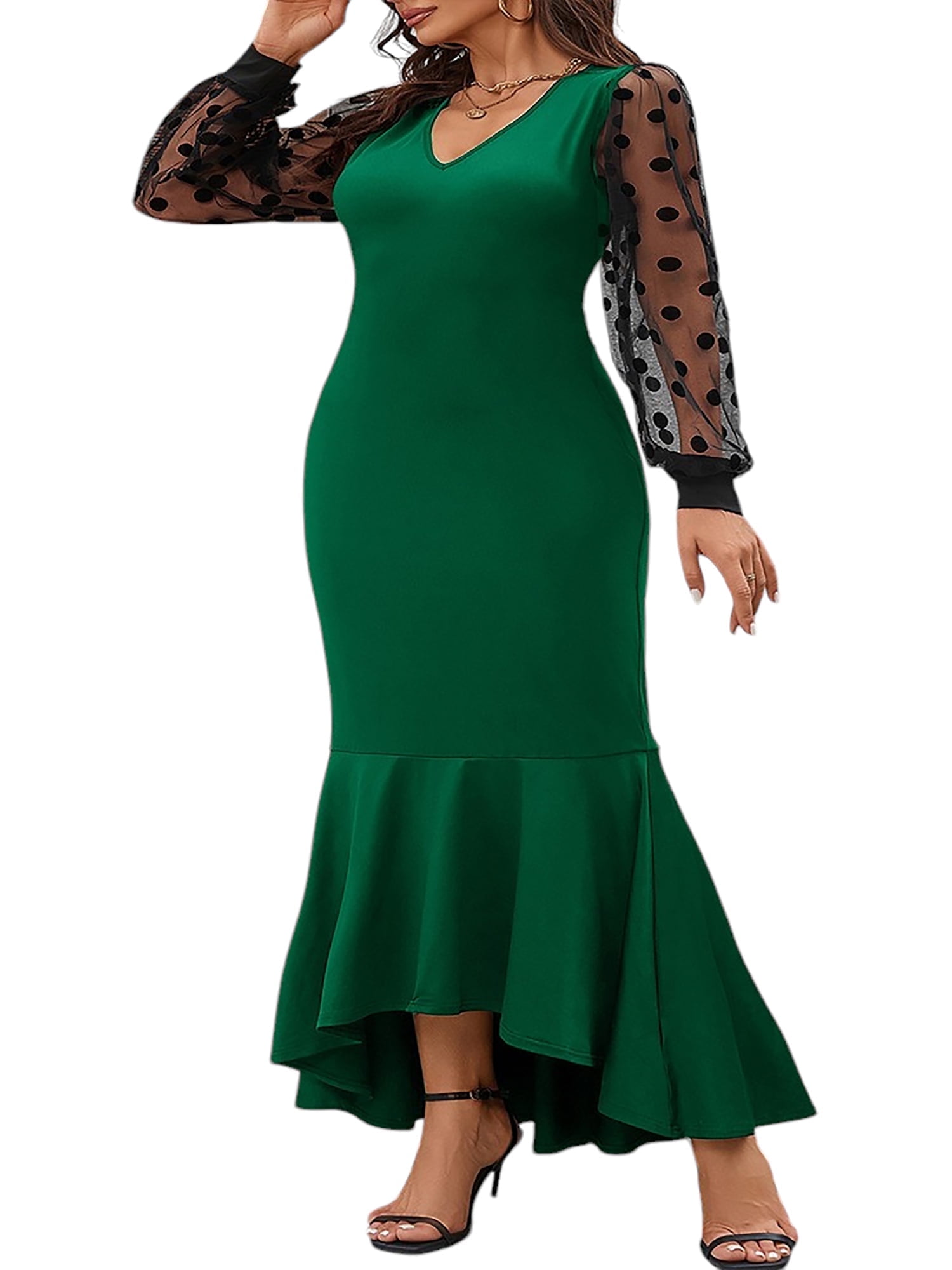 LilyLLL Womens Plus Size Retro Evening Party Ball Gown Fishtail Formal ...