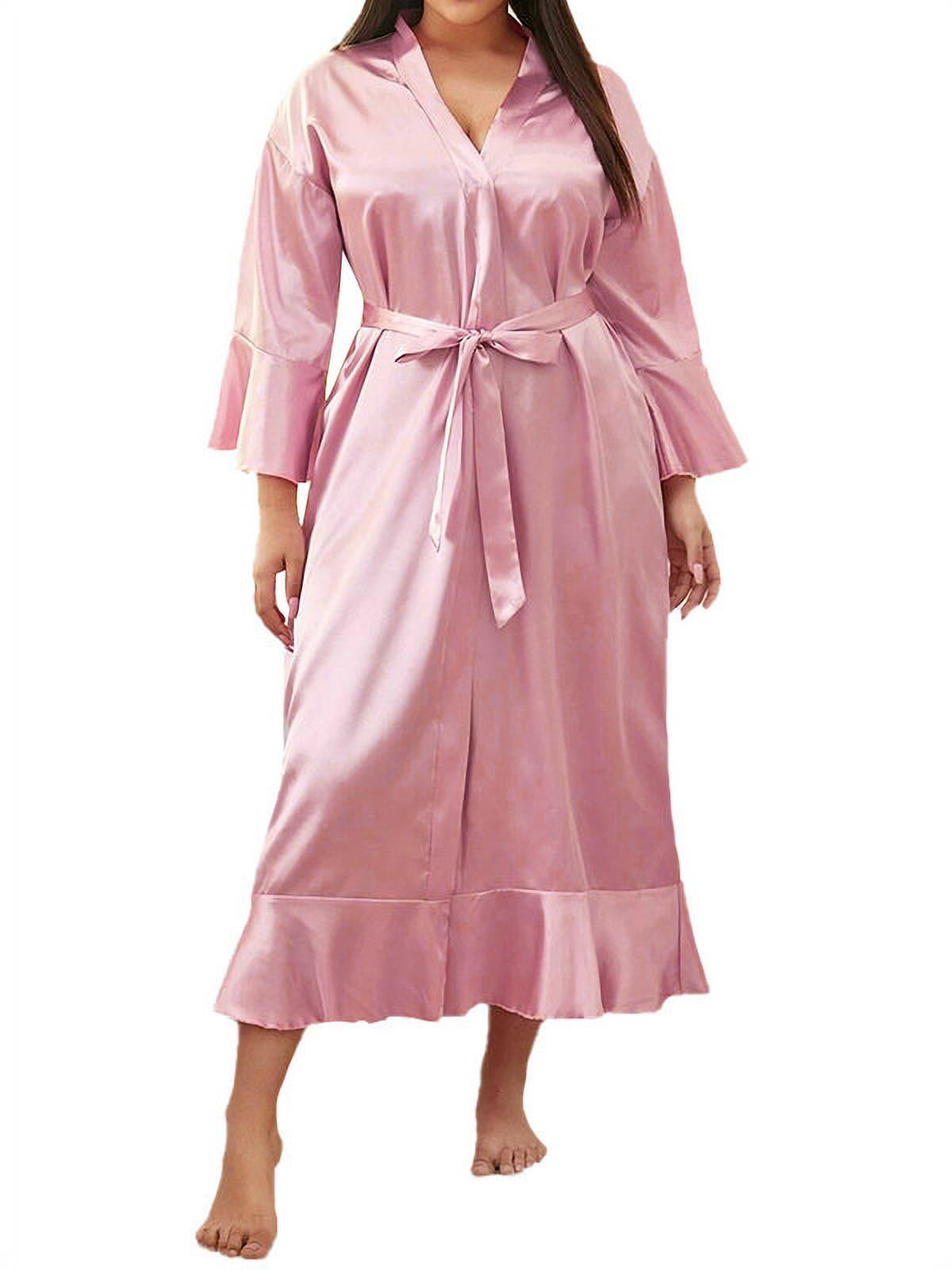 Lilylll Womens Satin Silk Sexy Bride Long Kimono Robe Nightie Dress