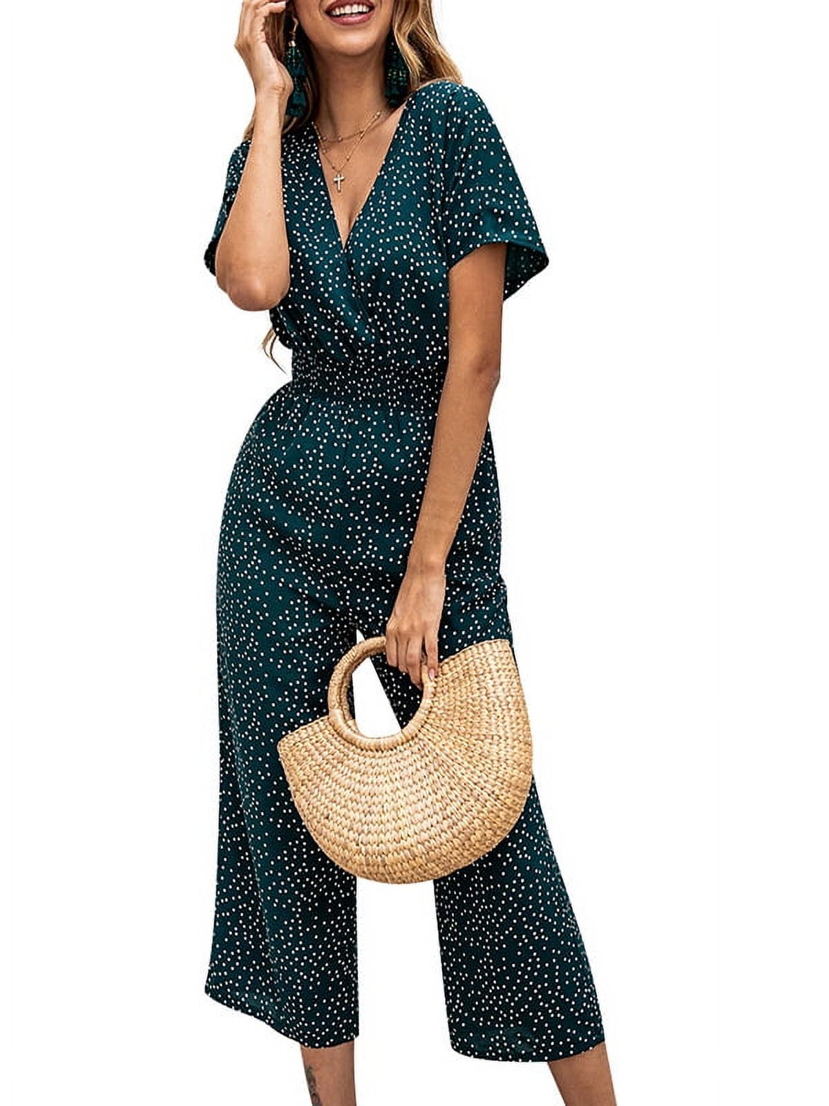 LilyLLL Womens Summer Beach Short Sleeve V Neck Playsuit Pants Boho ...