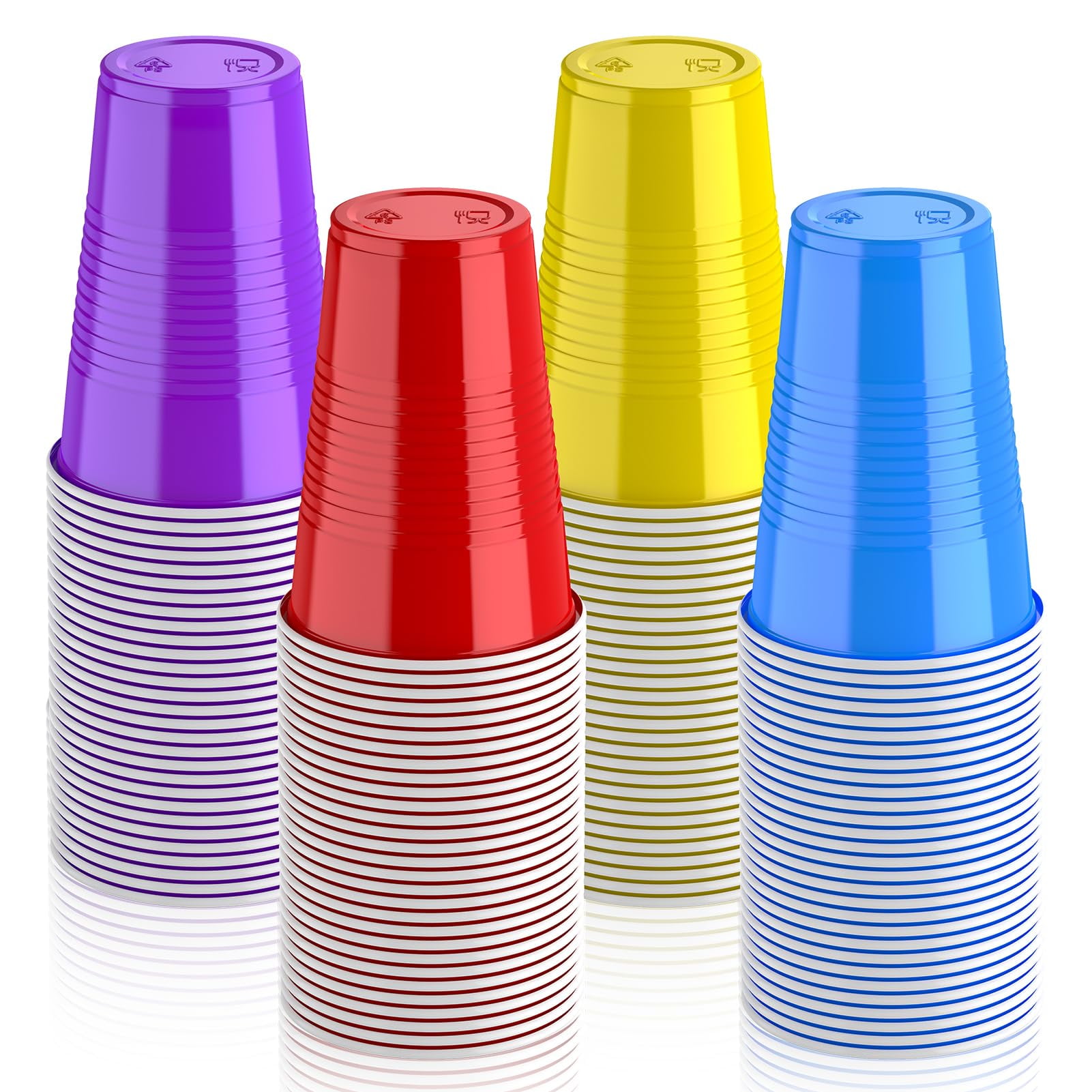 Lilymicky 200 Pack 16 oz Disposable Plastic Cups, Assorted Color ...