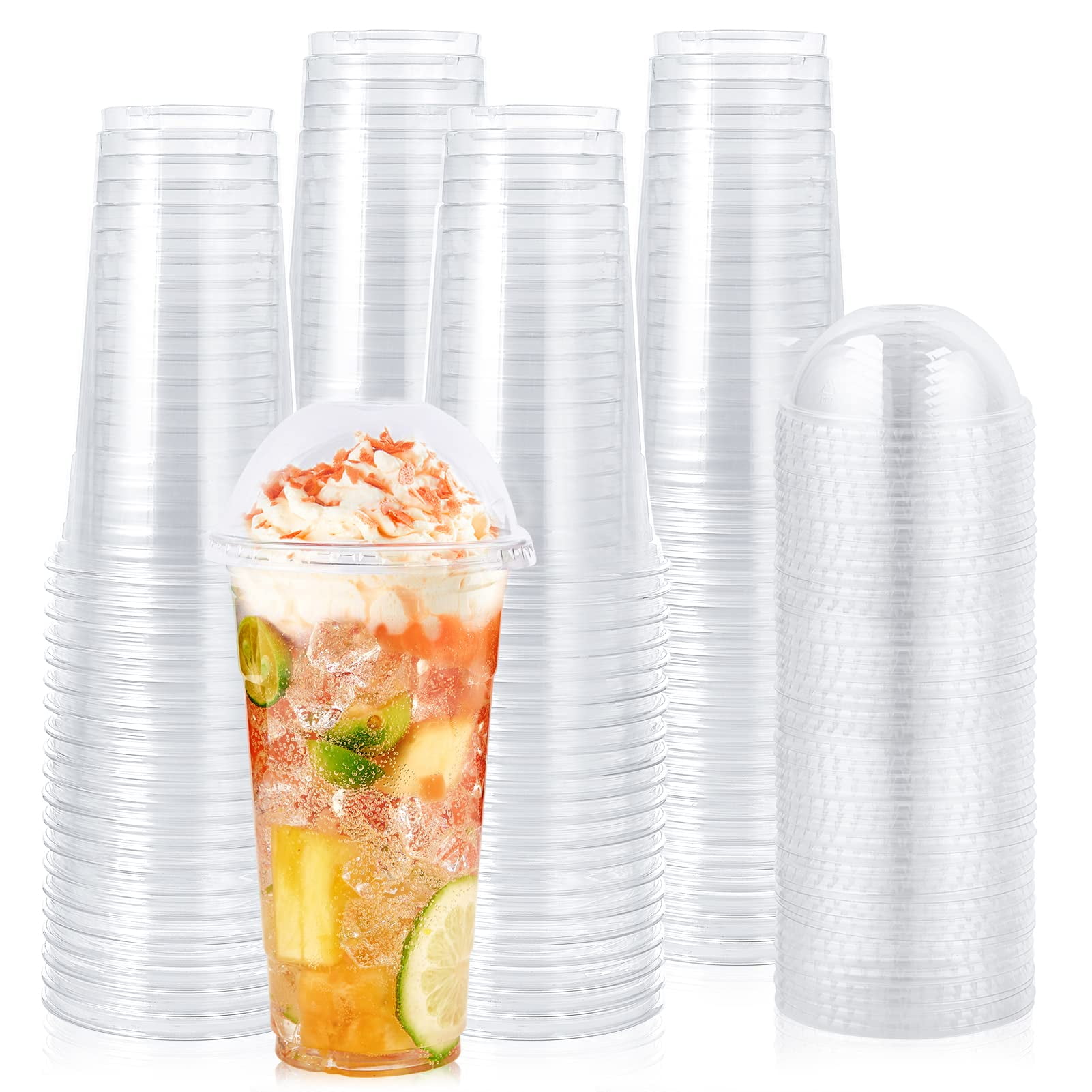 Lilymicky 60 Sets 24 OKA4 oz Clear Plastic Cups with Dome Lids, 24 oz ...