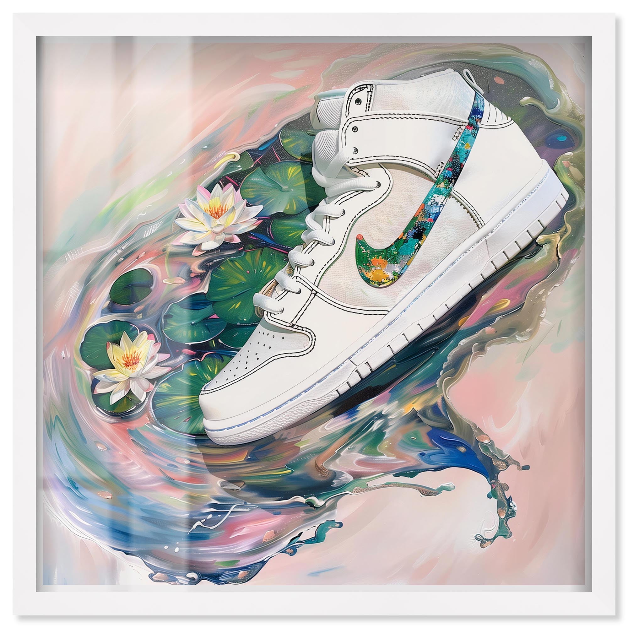 Lilypads Sneaker Splash Shadowbox Print Sneaker Wall Art by Art Remedy ...