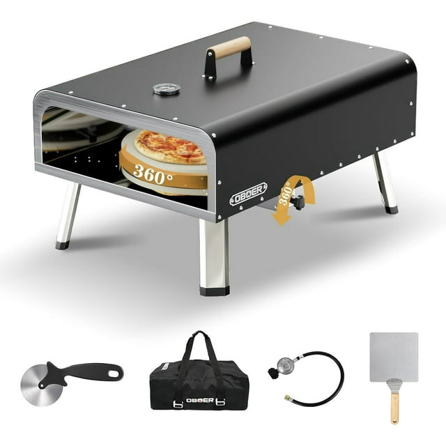 Lilypelle 16" Gas Pizza Oven, Outdoor Pizza Oven, Rotating Portable ...