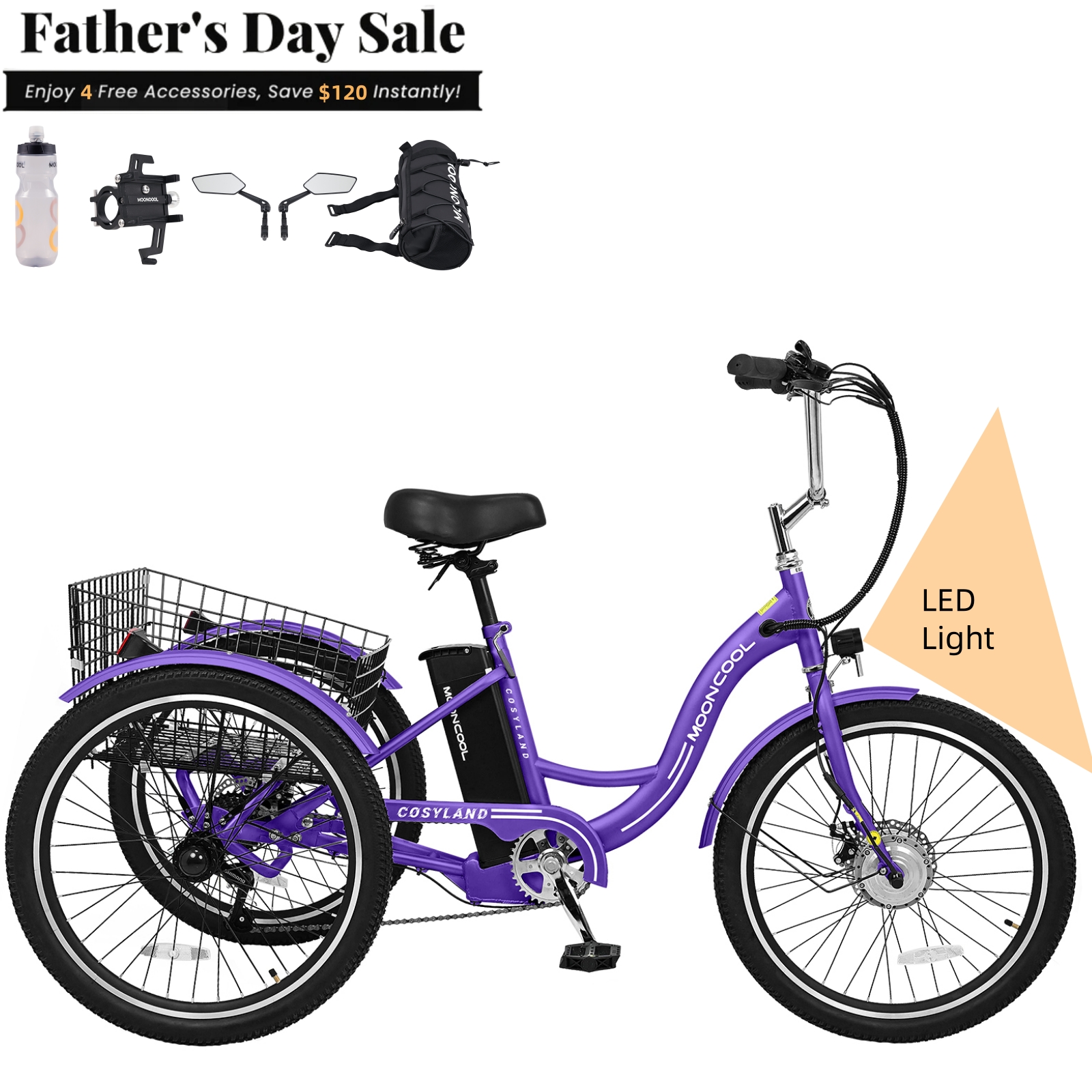 ABORON 7 Speed Electric Tricycle for Adults 24"/26", 350W 3 Wheel E ...