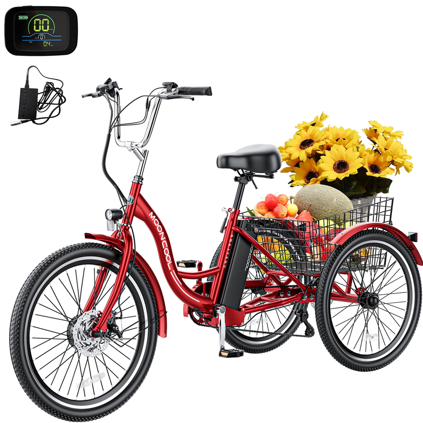 Lilypelle 24" 26" 3 Wheel Electric Tricycle for Adults, 350W 36V 10.4Ah ...