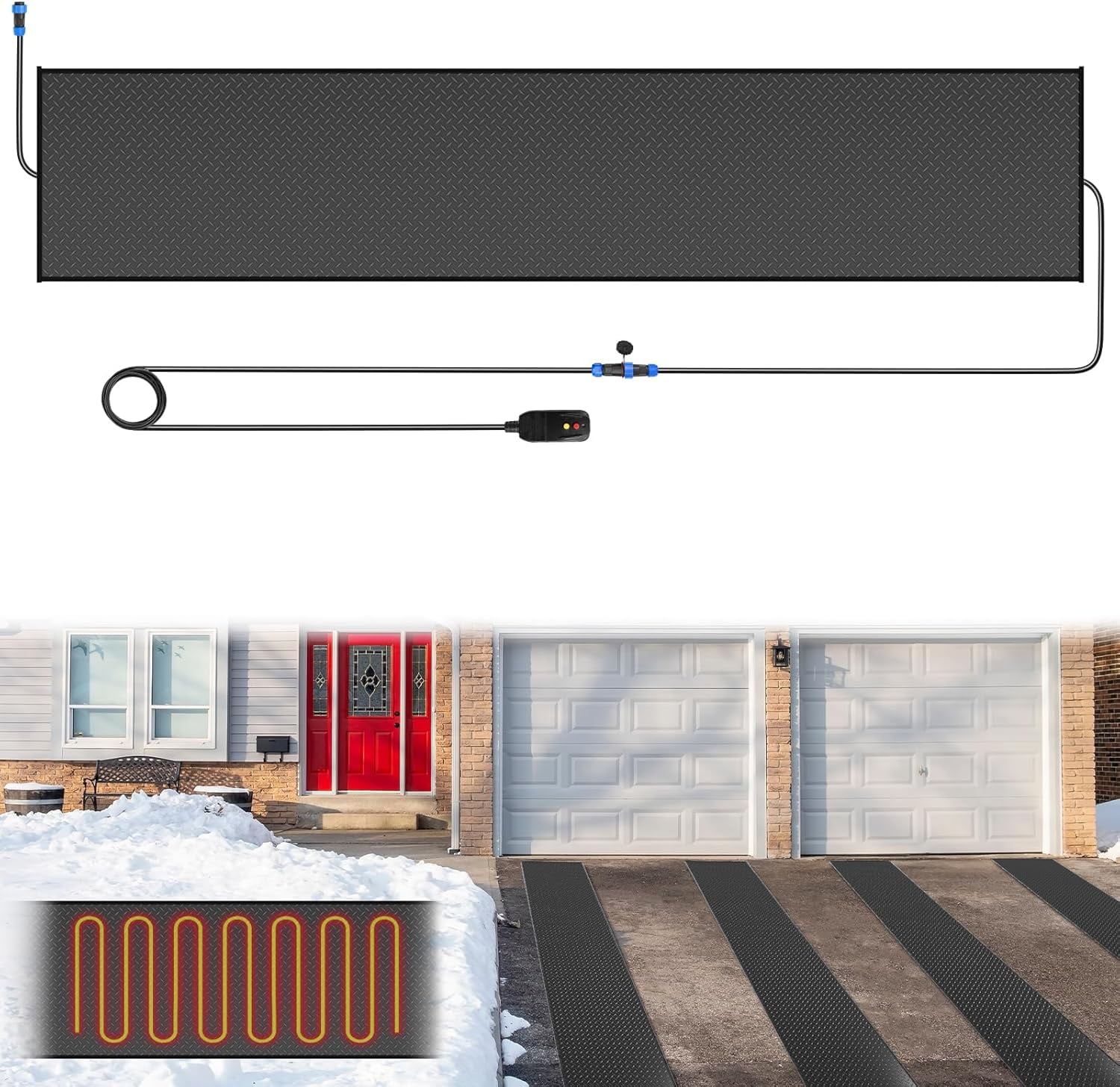 Lilypelle 24 in x 10 ft Heated Snow Melting Mats for Outdoor Driveway ...