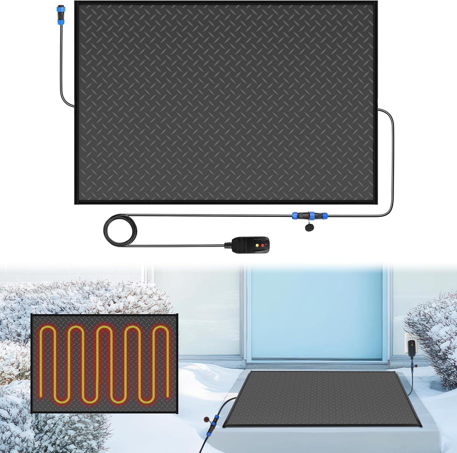 Lilypelle 24" x 36" Snow Melting Mat, 110V De-Icing Mat Heated Walkway ...