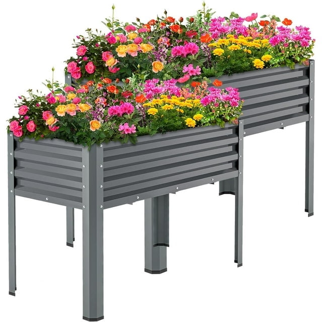 Lilypelle 2PC Galvanized Raised Garden Bed with Legs, 48×24×32in Large ...