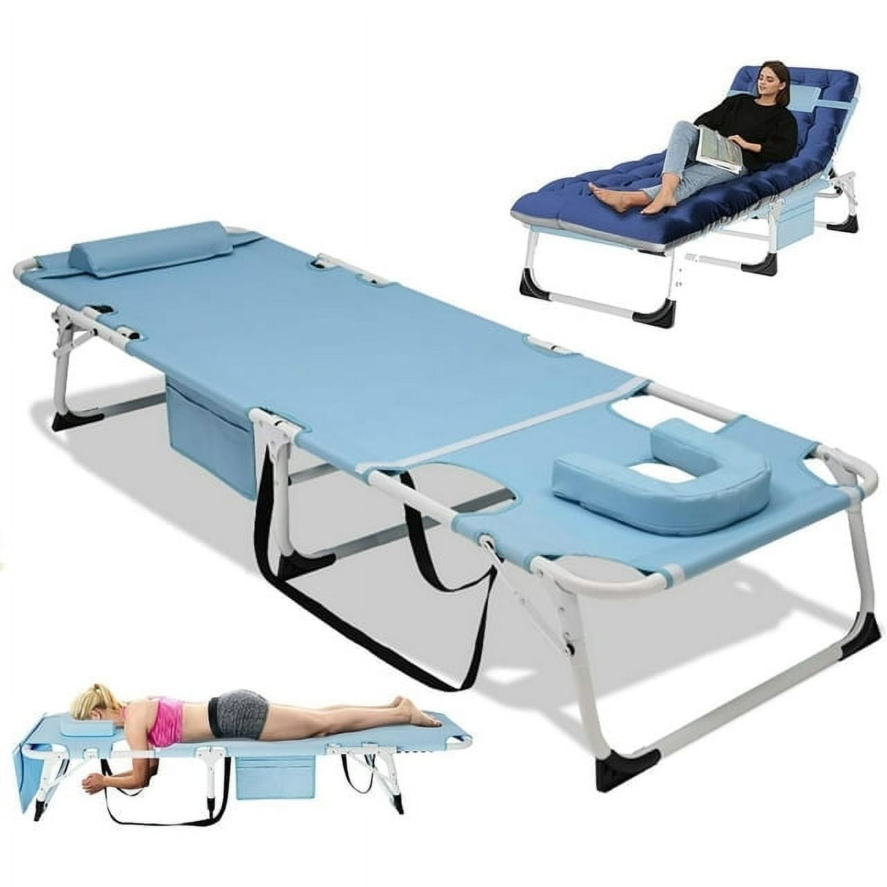 Lilypelle 3 in 1 Sun Tanning Chair Oversized with Mat & Face Arm Hole ...