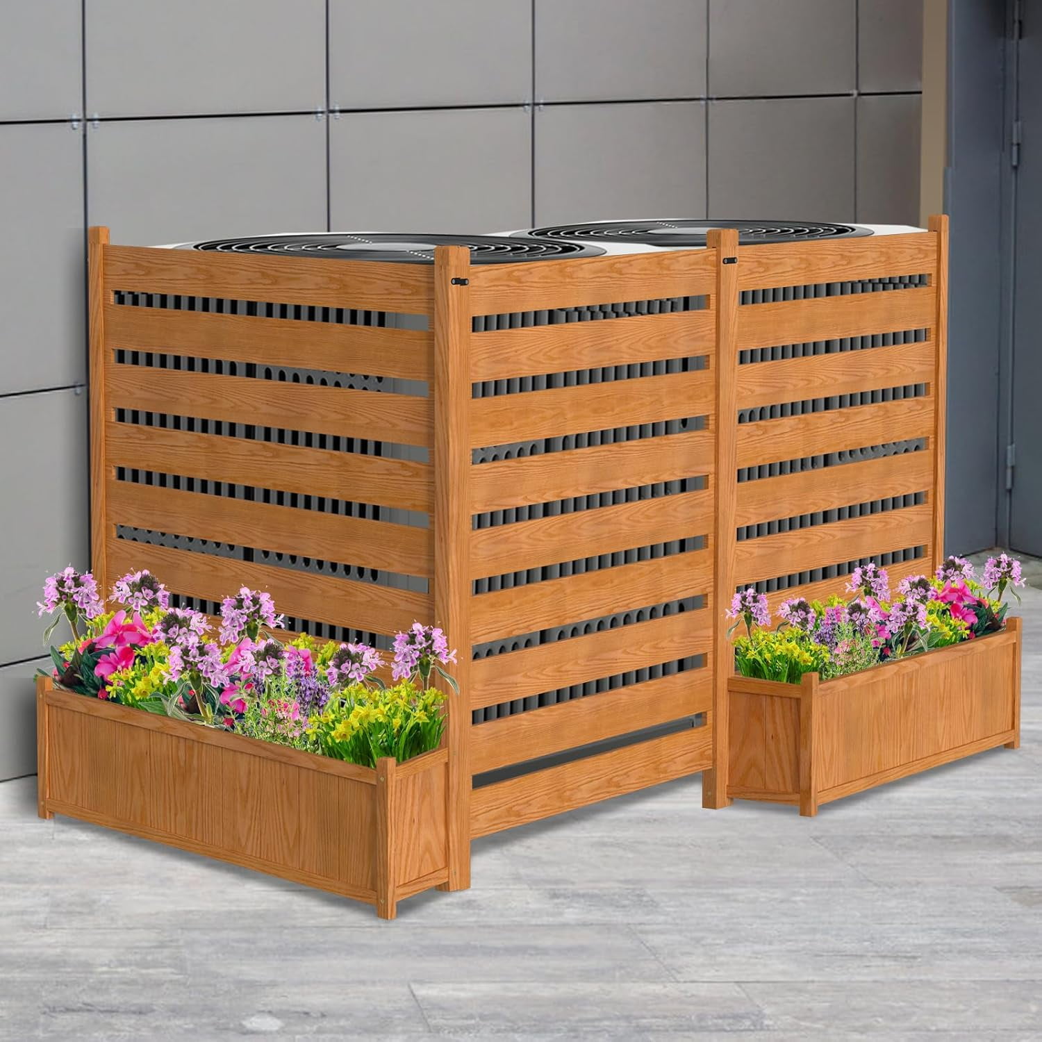 Lilypelle 36" W x 45" H Air Conditioner Fence, Outdoor Wood Privacy ...