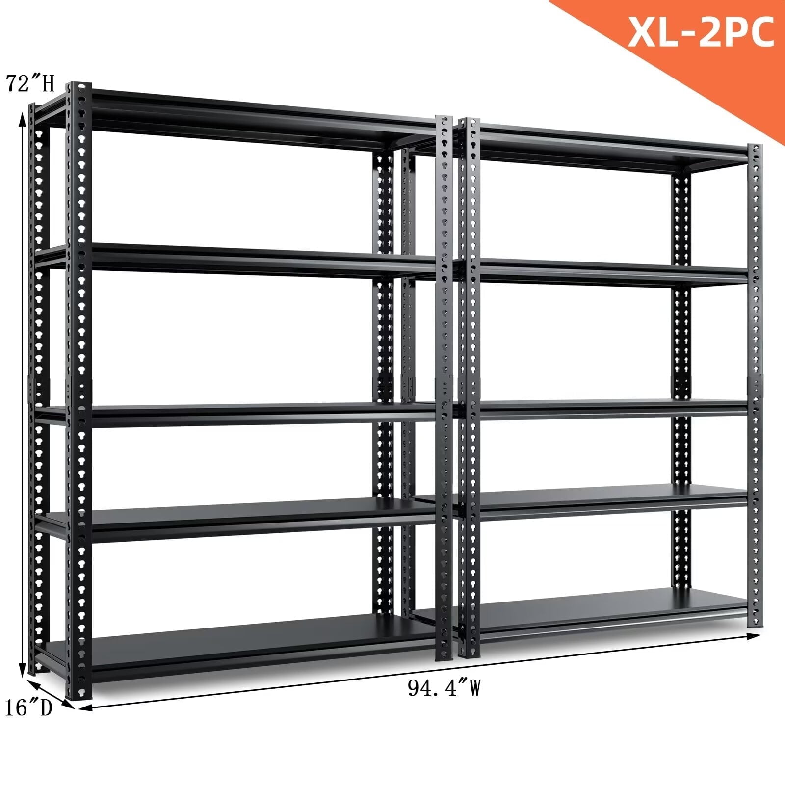 Lilypelle 5-Tier Storage Shelves, 94" W x 16.2" D x 72" H Heavy Duty ...