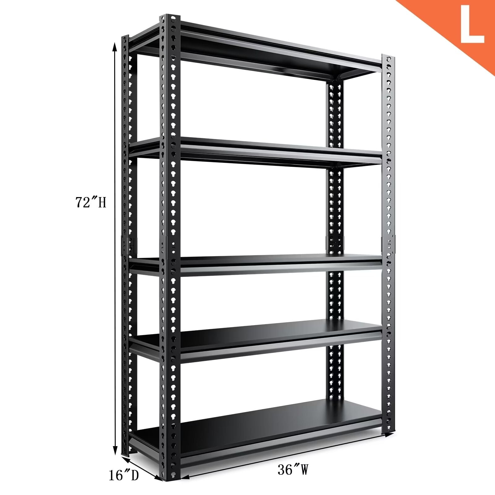"Lilypelle 5-Tier Metal Shelf, 36""Lx16""W*72""H, Heavy Duty, 2000lbs ...