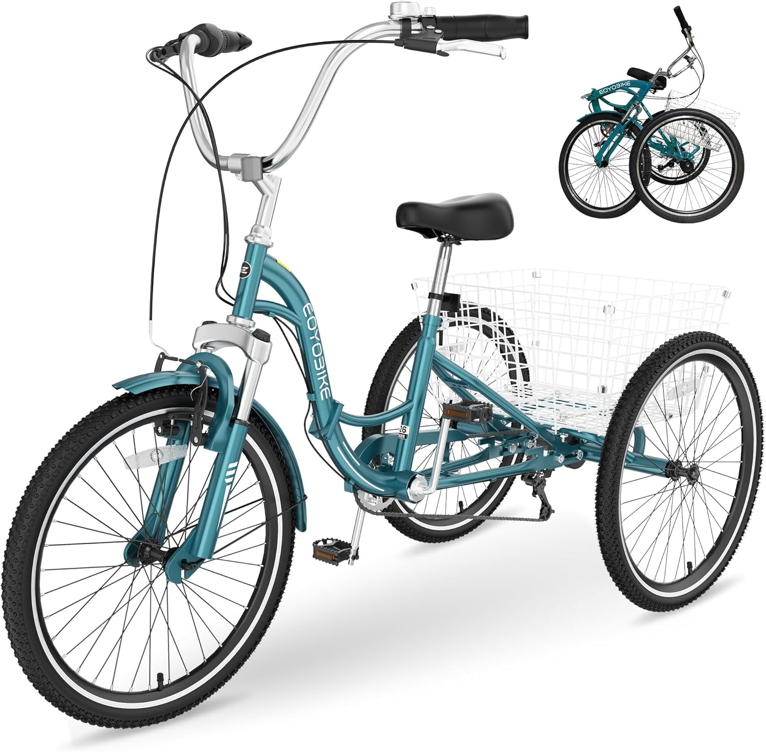 Lilypelle Adult Folding Tricycle with Low Step Through,20/24/26 inch 3 ...