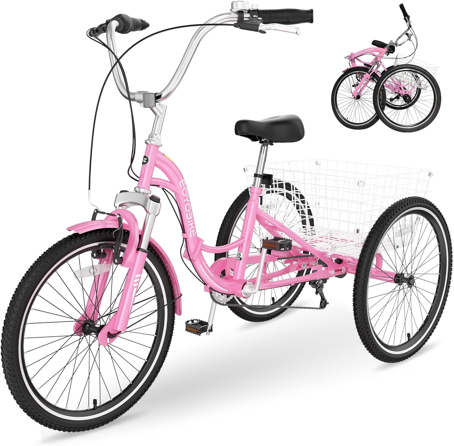 Lilypelle Adult Folding Tricycle with Low Step Through,20/24/26 inch 3 ...