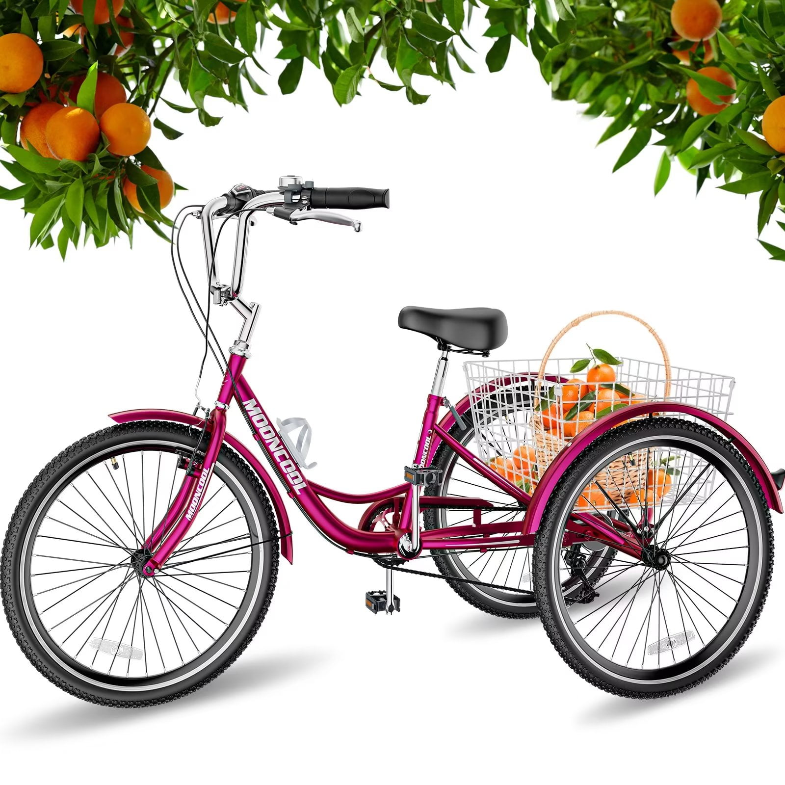 Lilypelle Adult Tricycle 7 Speed Adult Trikes 24-inch,3 Wheel Bikes ...