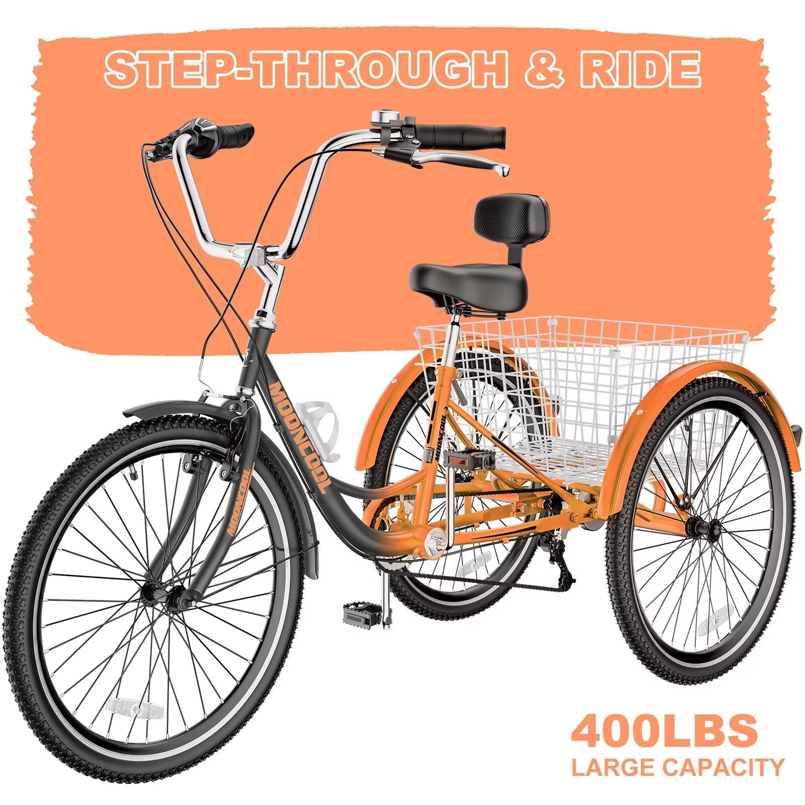 Lilypelle Adult Tricycles 7 Speed 24 inch Three Wheel Bike Cruiser ...