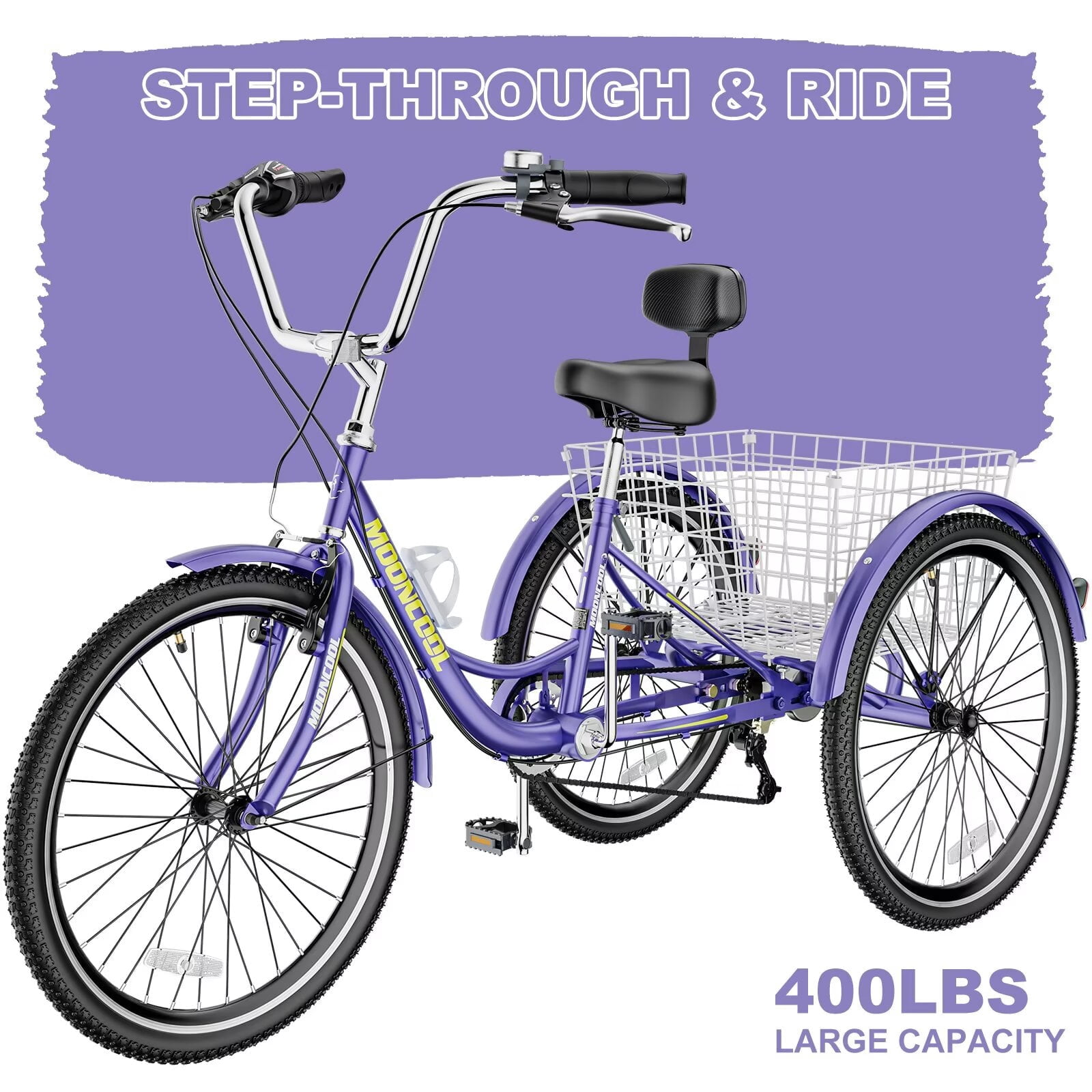 Lilypelle Adult Tricycles 7 Speed 24 inch Three Wheel Bike Cruiser ...