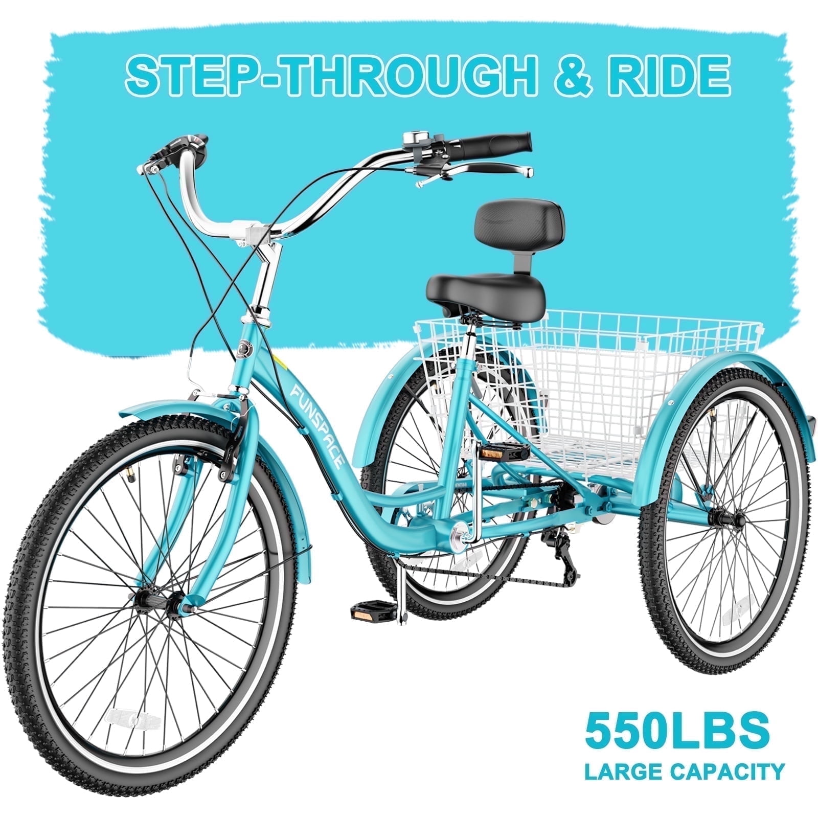 Lilypelle Adult Tricycles 7 Speed 26 inch Three Wheel Bike Cruiser ...