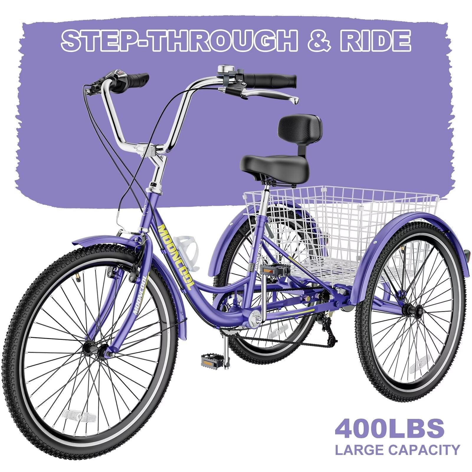 Lilypelle Adult Tricycles 7 Speed 24 inch Three Wheel Bike Cruiser ...