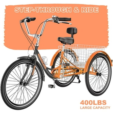 Dextrus 26 Inch 3-Wheel Bike, Single Speed Adult Trike, Low Step ...