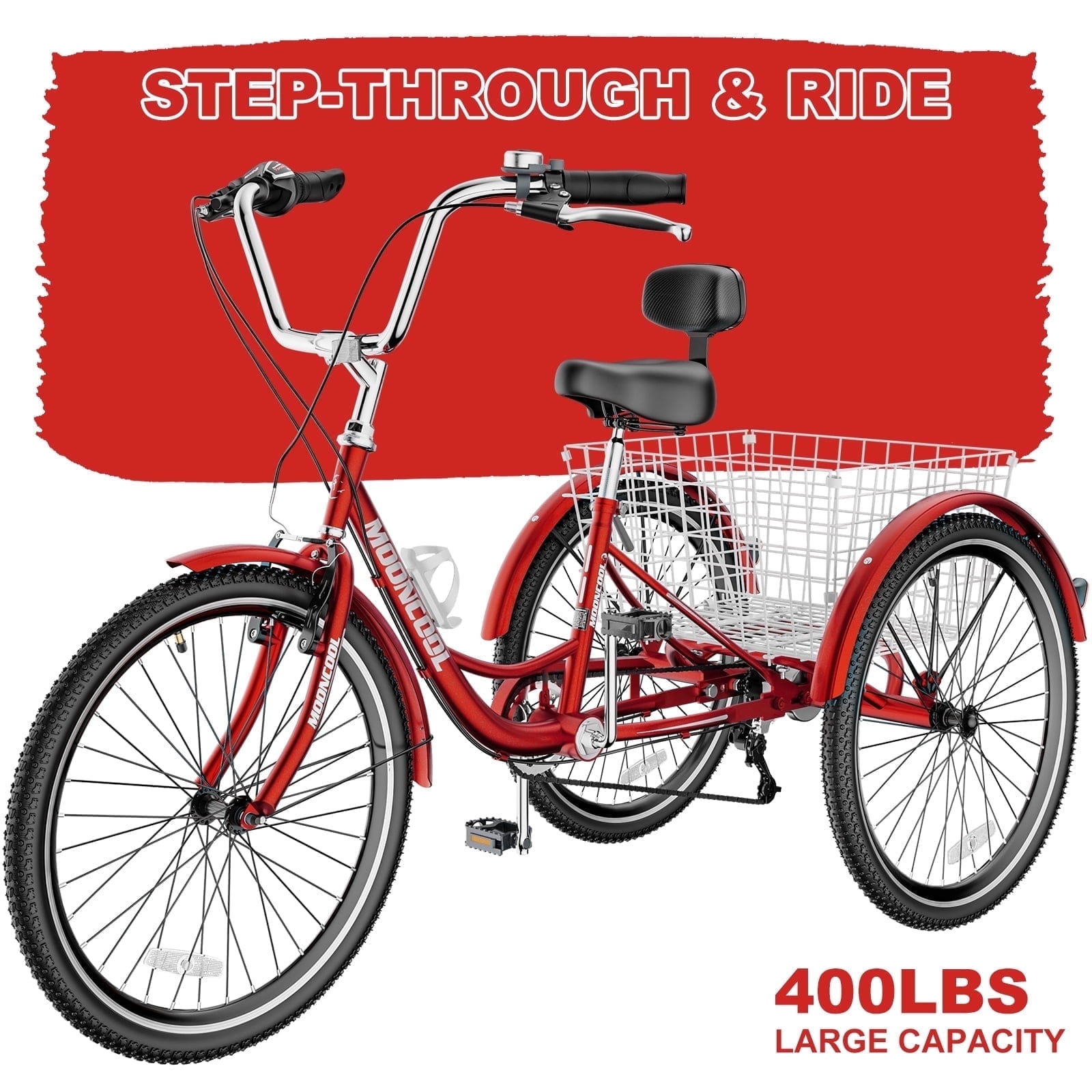 Lilypelle Adult Tricycles 7 Speed 26 inch Three Wheel Bike Cruiser ...