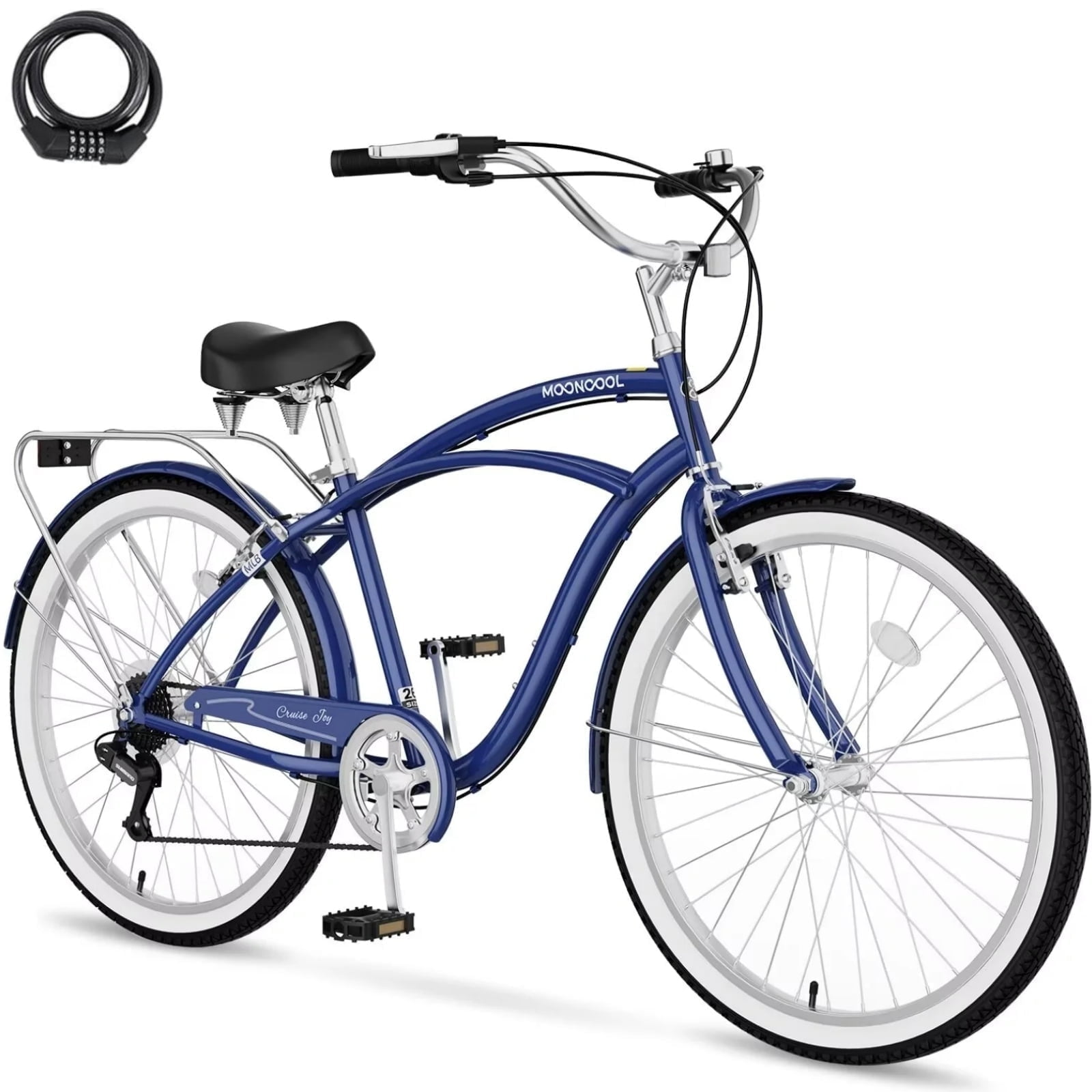 Lilypelle Beach Cruiser Bicycle, 7 Speed Bike with 24" 26" Wheel Fits ...