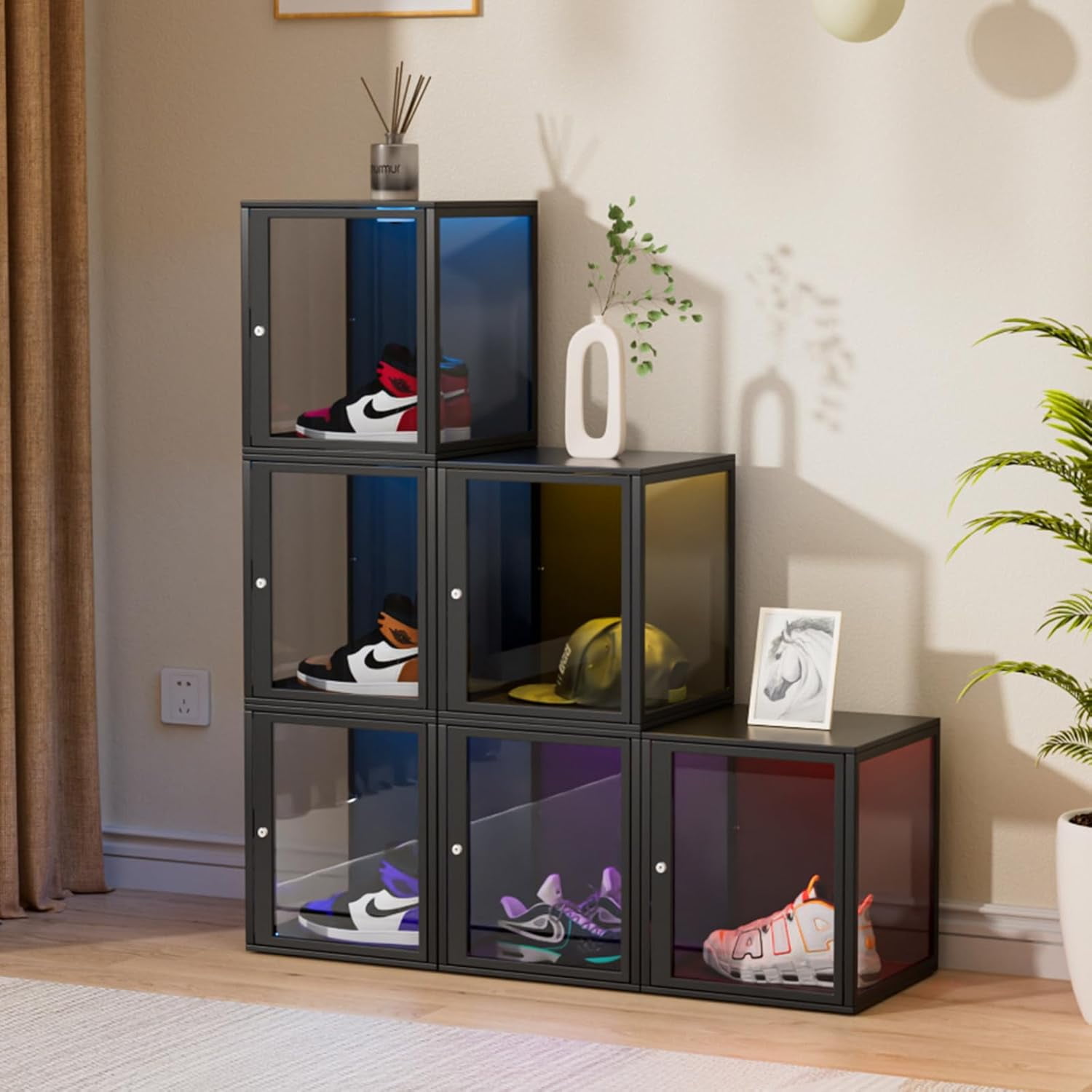 Lilypelle Display Cabinet, 6 Packs 17.7" H Figurines Showcase with Lock ...