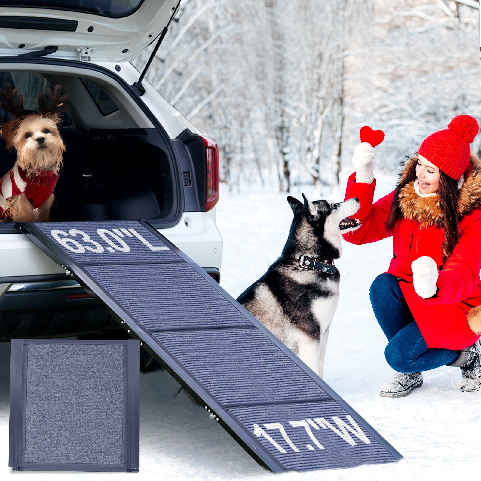 Lilypelle Dog Ramp for Car, Extra 63" Long x 17.7" Wide Folding ...