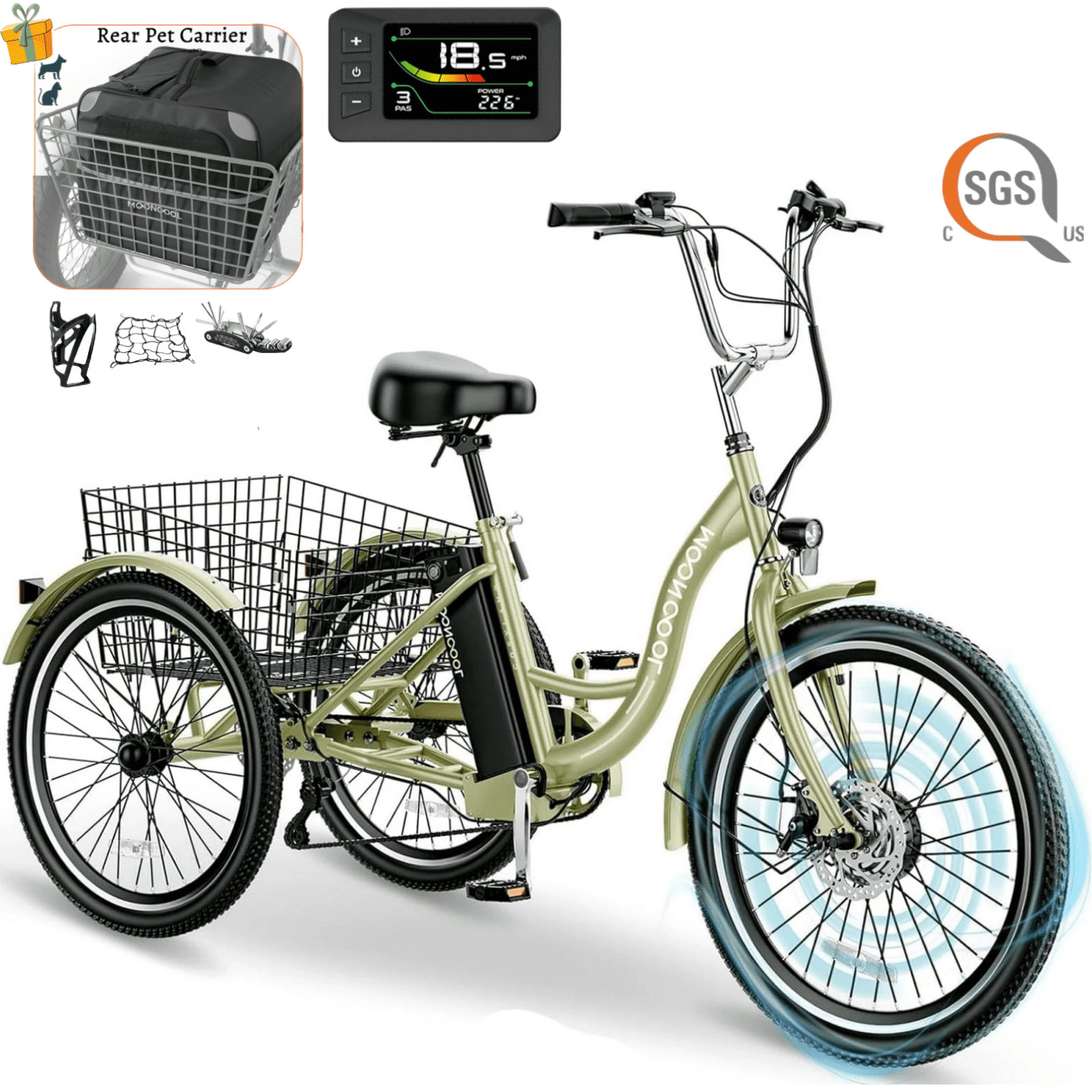 Lilypelle Electric Tricycle for Adults, 350W Electric Trike 7 Speed ...