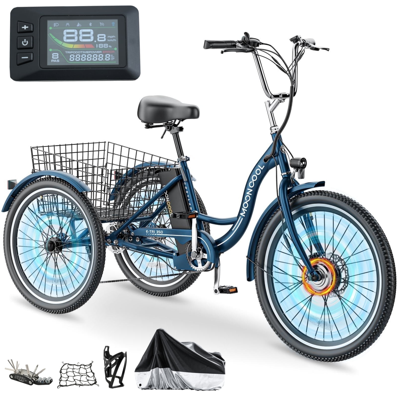 Lilypelle Electric Tricycle for Adults, 350W Electric Trike 7 Speed ...