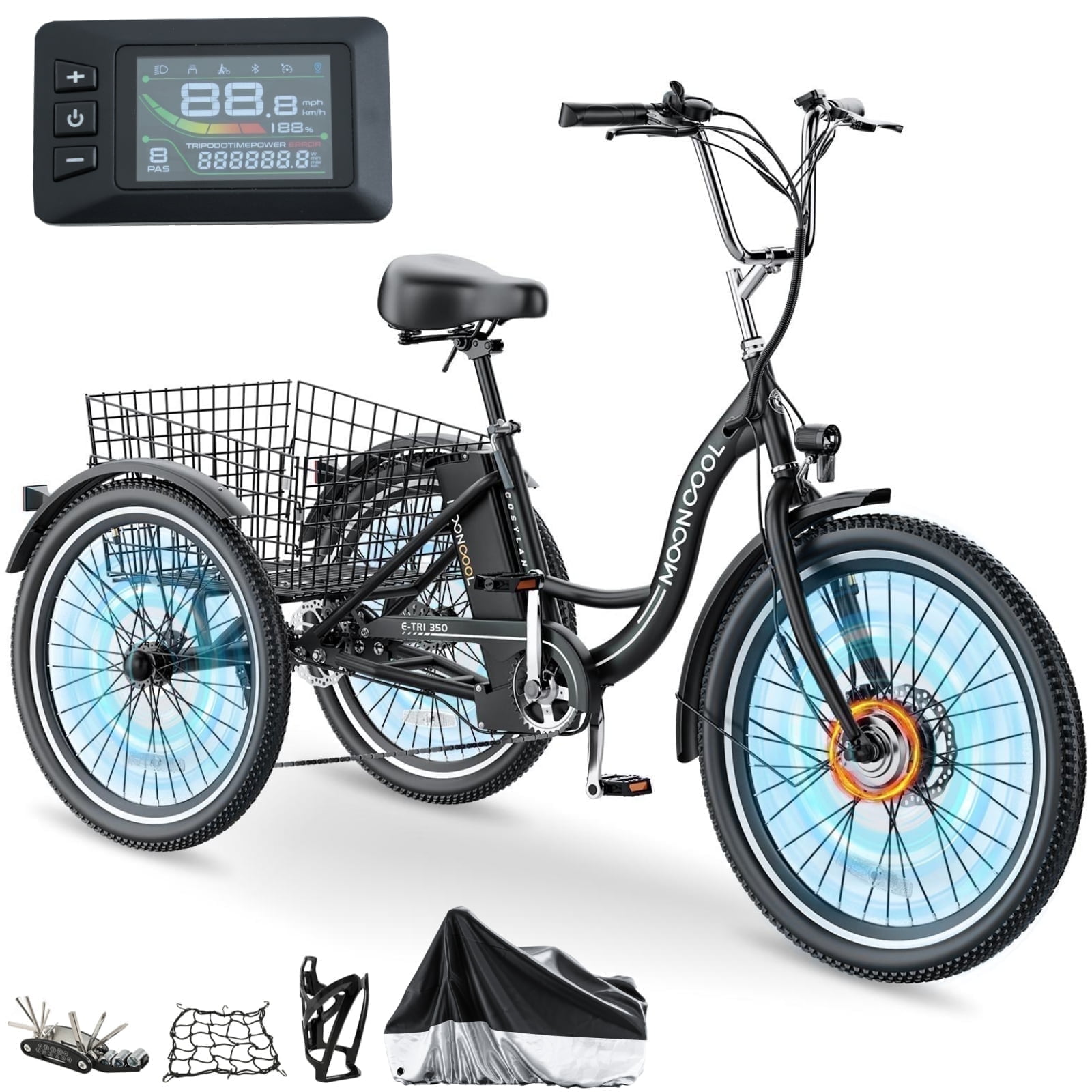 Lilypelle Electric Tricycle for Adults, 350W Electric Trike 7 Speed ...