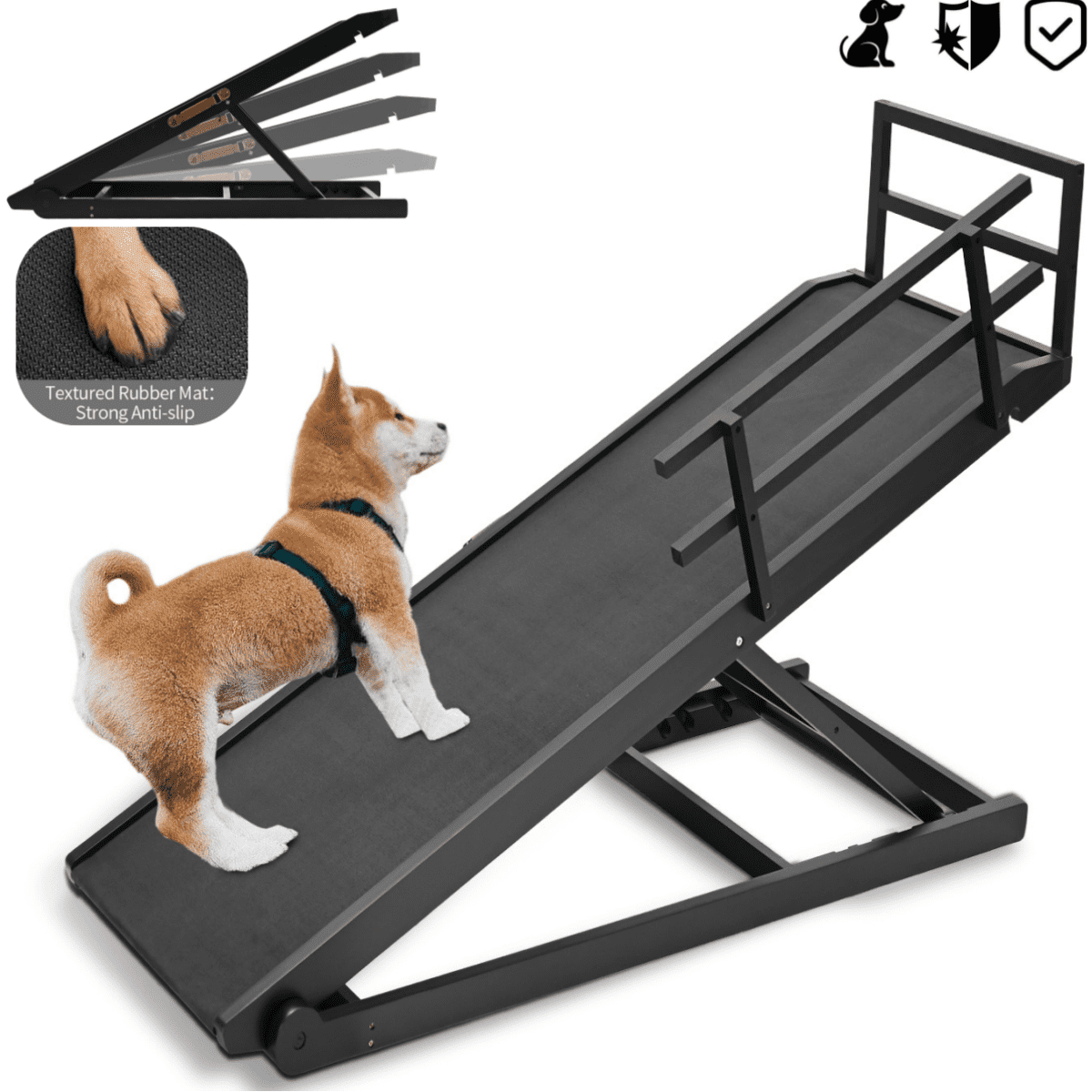 Lilypelle Foldable Pet Ramp,Wood Dog Ramp with 5 Adjustable Heights of ...