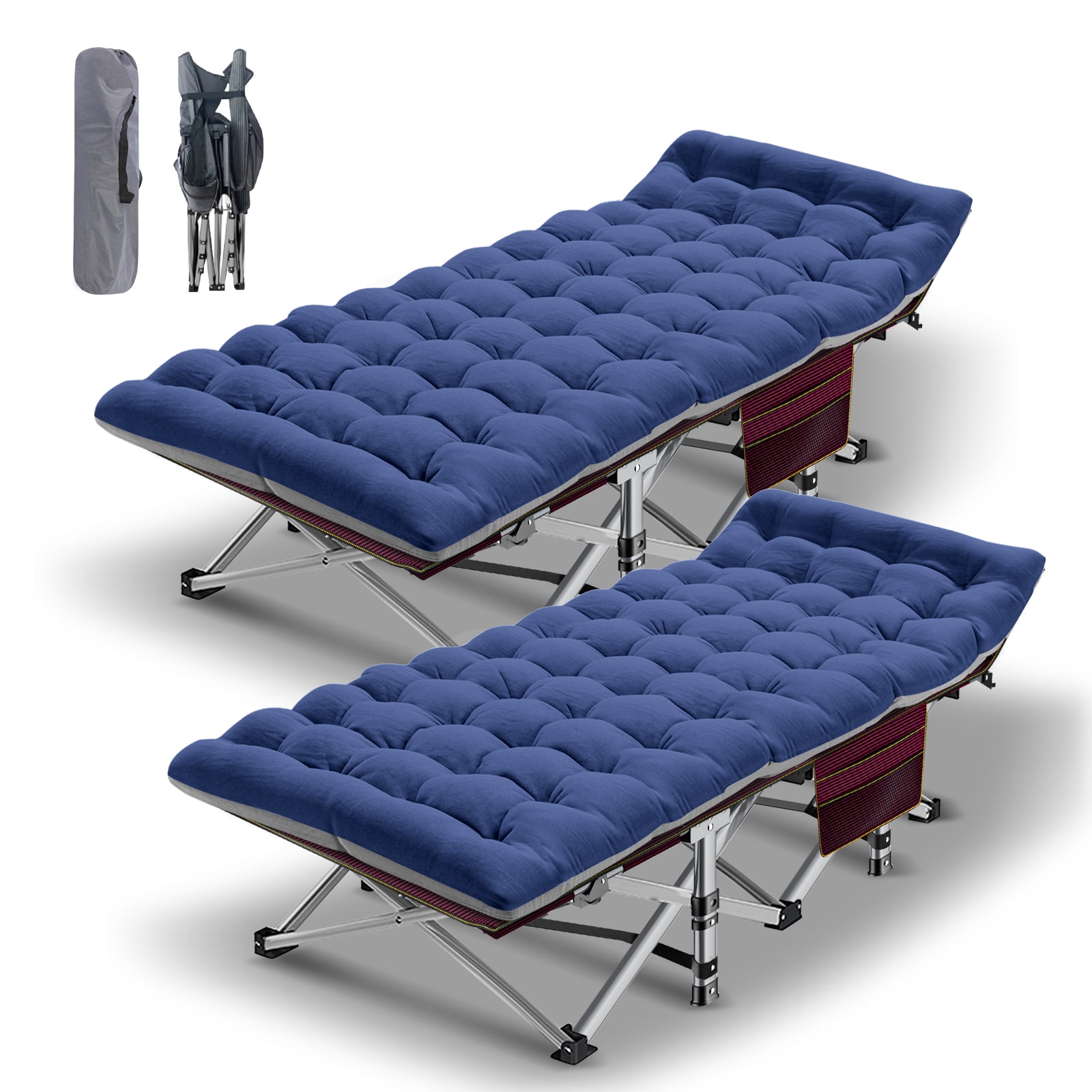 Lilypelle Heavy Duty Folding Camping Cot, Rollaway Bed with 3.3 inch ...