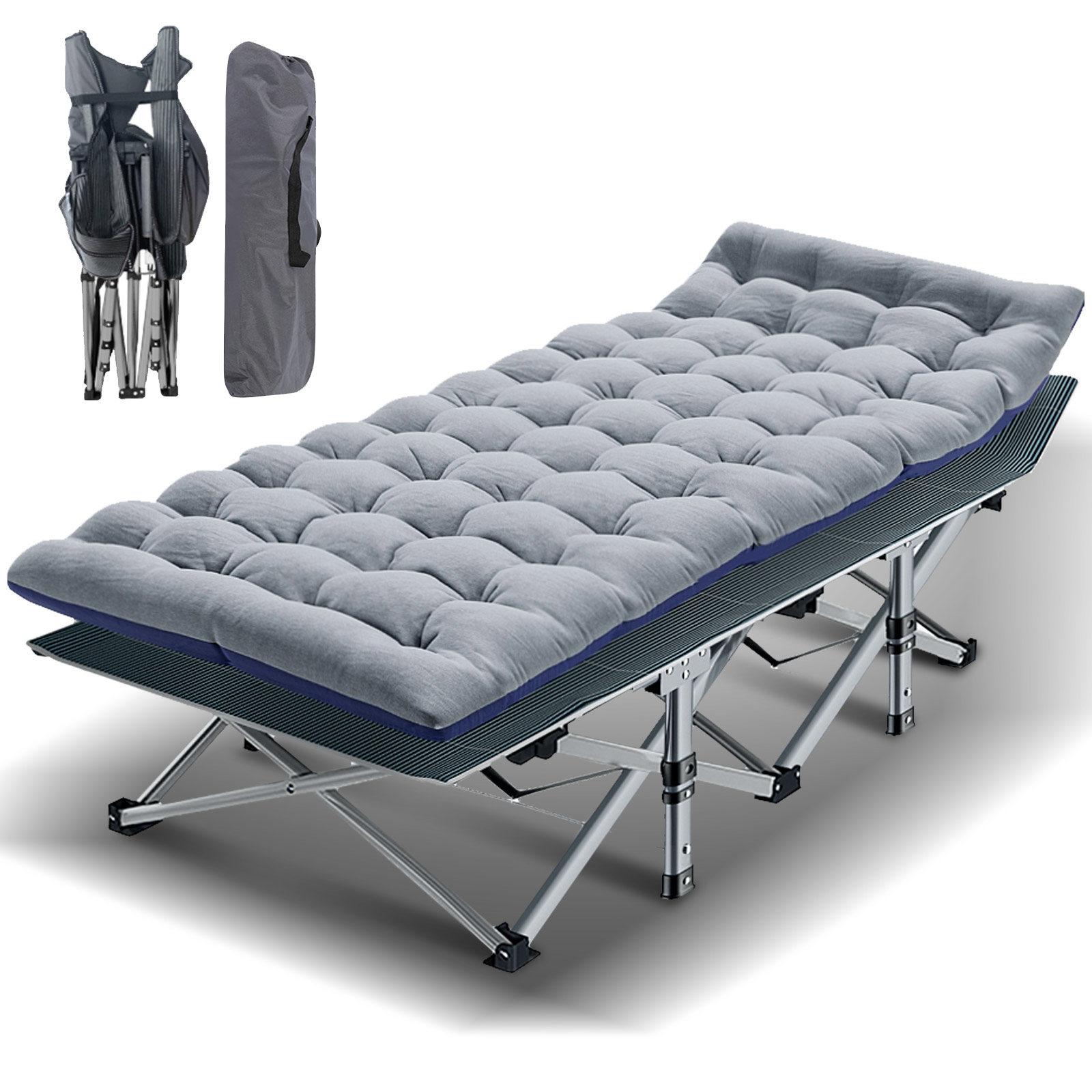 MOPHOTO Extra Wide Adult Folding Camping Cots, Portable Heavy Duty ...