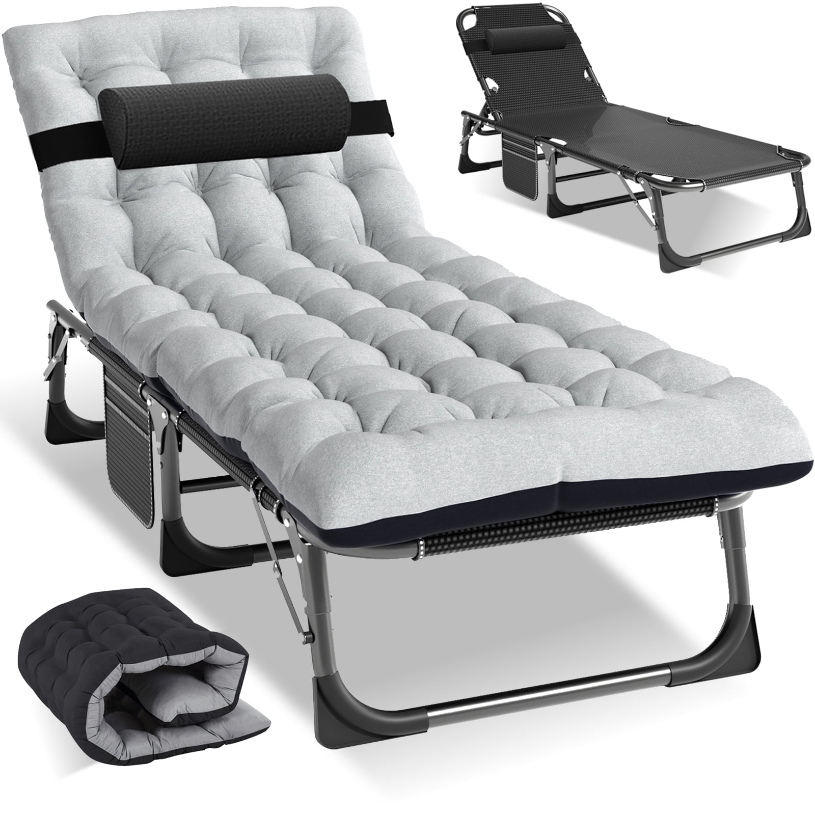 Lilypelle Folding Lounge Chair for Adults, Adjustable 4-fold Reclining ...