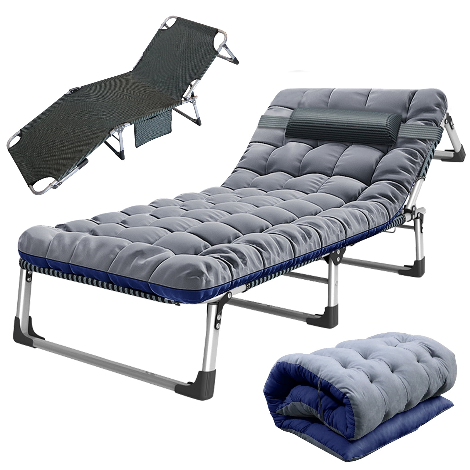 Lilypelle Folding Lounge Chair for Adults, Adjustable 4-fold Reclining Folding Chaise with ...