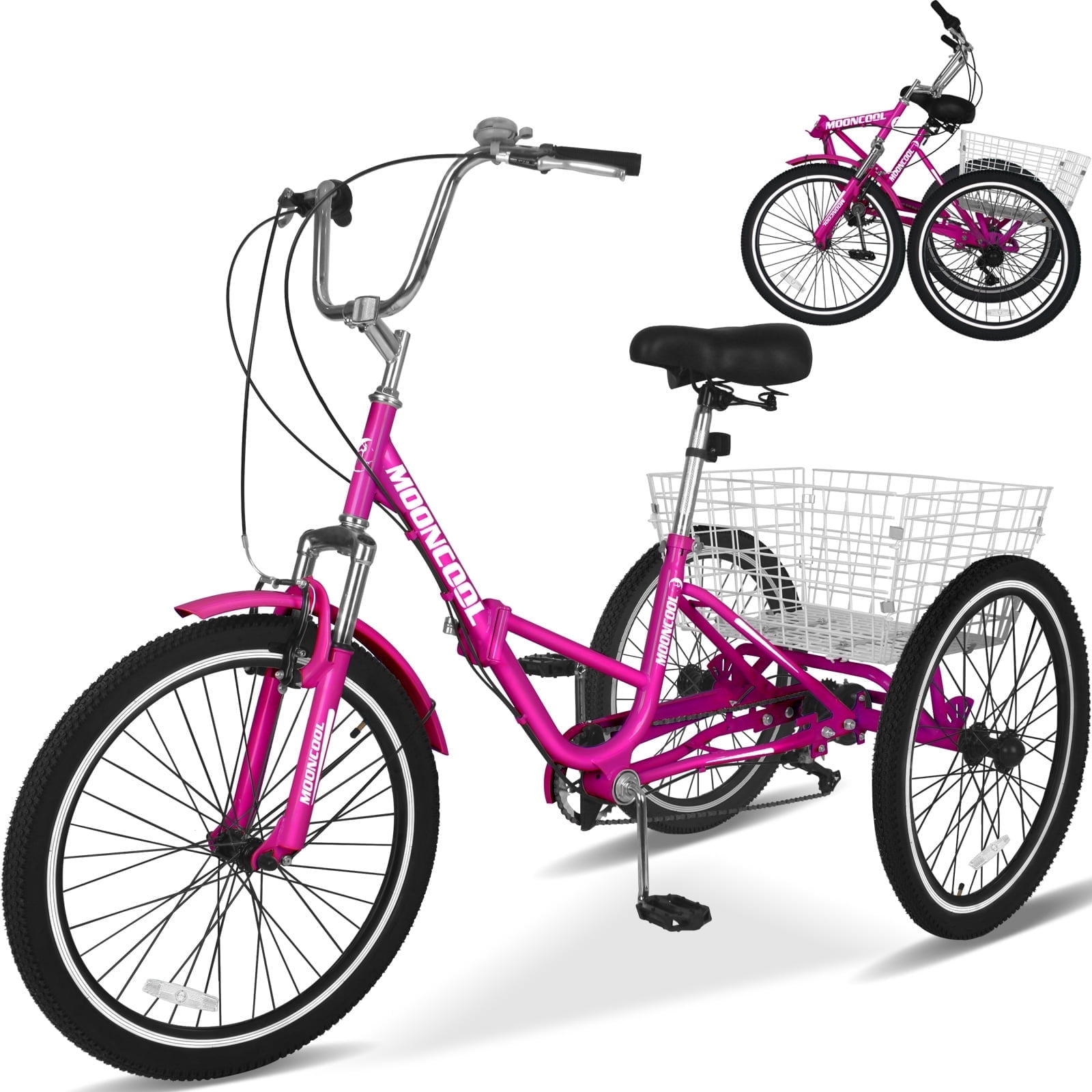 Lilypelle 24/26 inch 7-Speed Adult Tricycle with Large Basket and ...