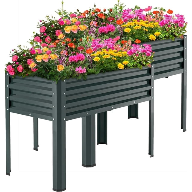 Lilypelle Galvanized Raised Garden Bed with Legs, 48×24×32in Large ...