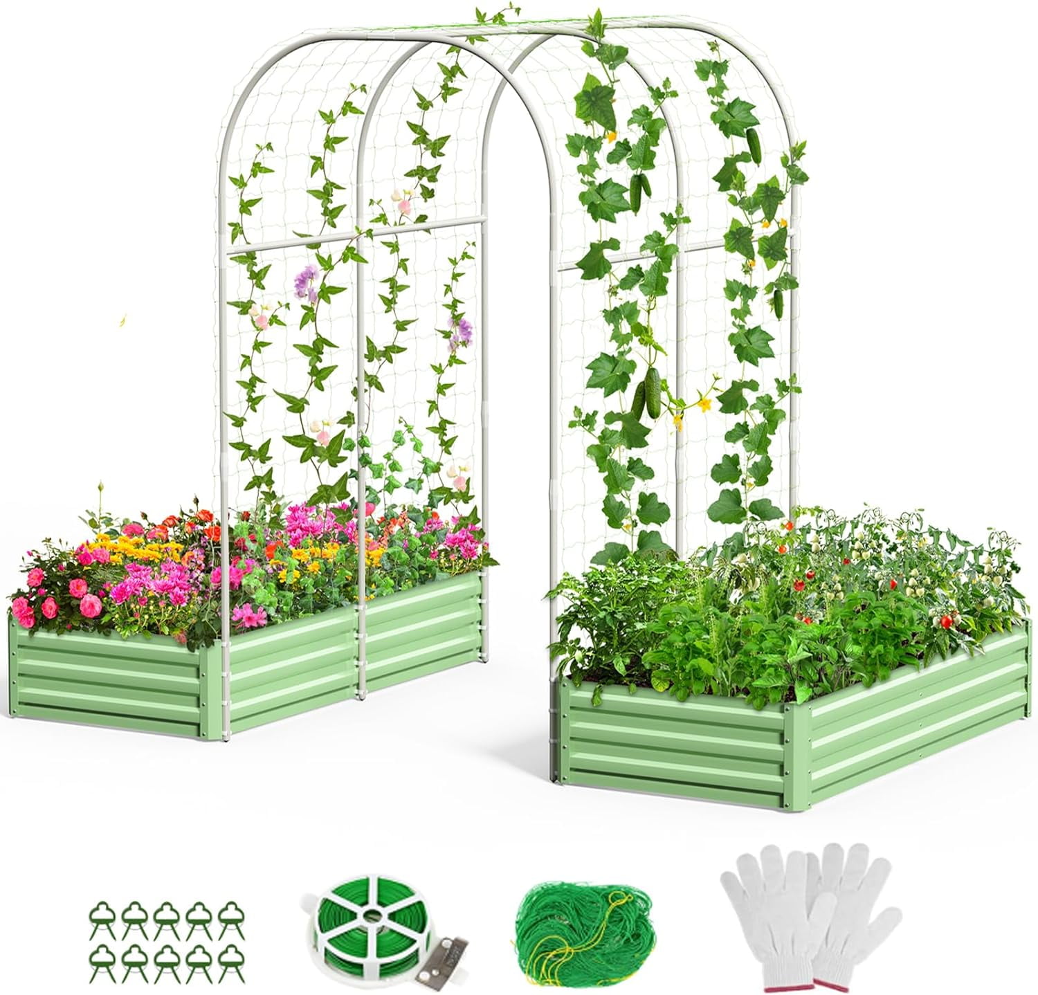 Lilypelle Galvanized Raised Garden Bed for Vegetables Flowers Herbs ...