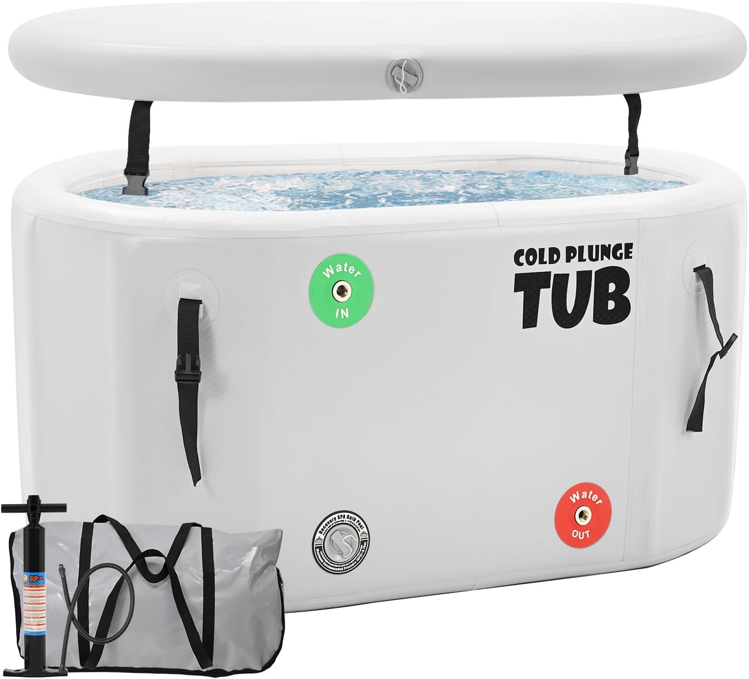 Lilypelle Inflatable Rectangle Ice Bath Cold Plunge Tub, Durable Freestanding 51"(L) x 35"(W) x ...