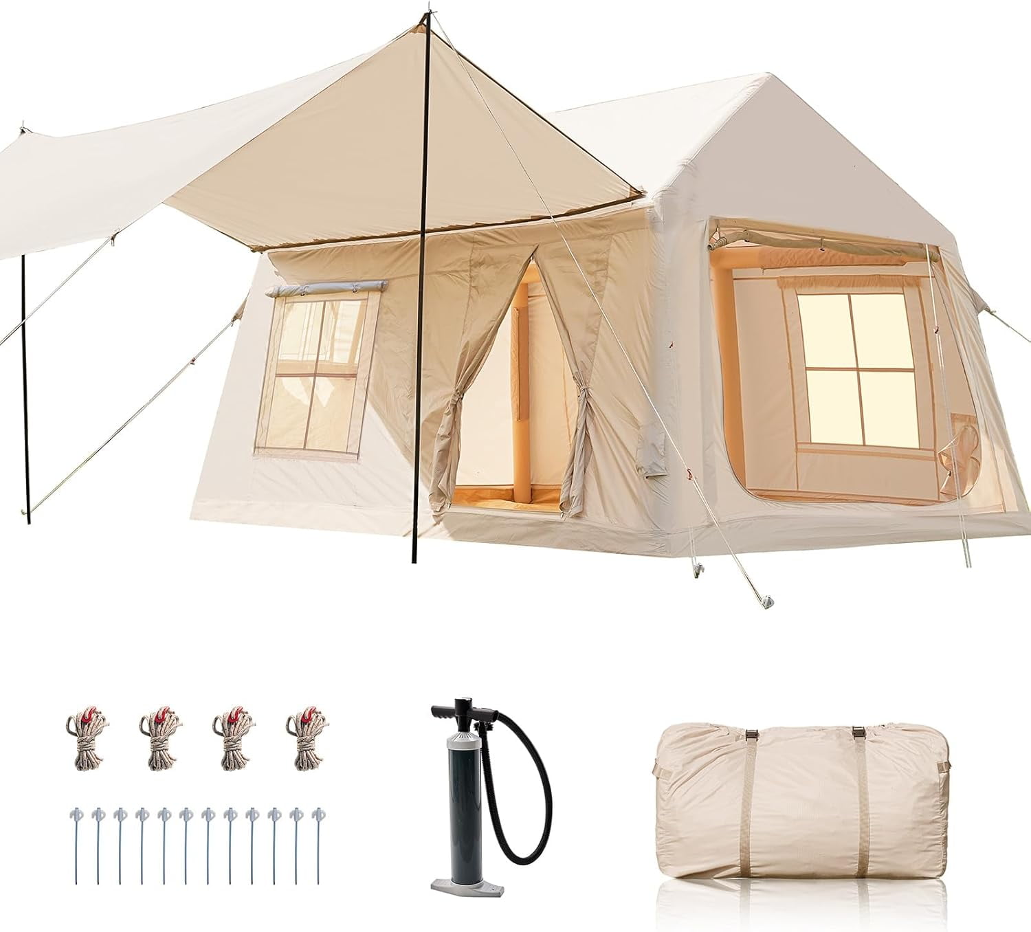 Lilypelle Inflatable Tents with Canopy , 2 Rooms Blow Up Tent with Hand ...