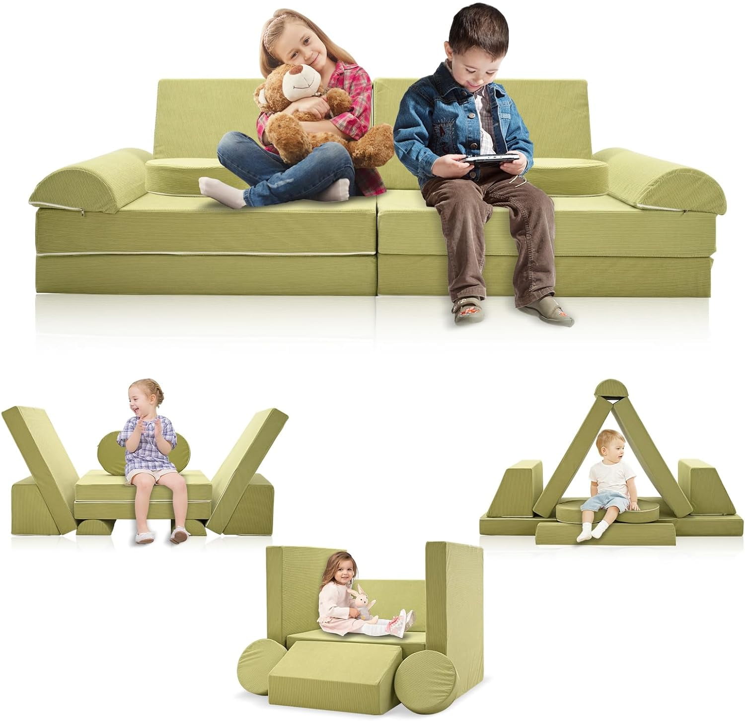 Lilypelle Kids Couch Sofa Modular Toddler Couch for Bedroom Playroom ...