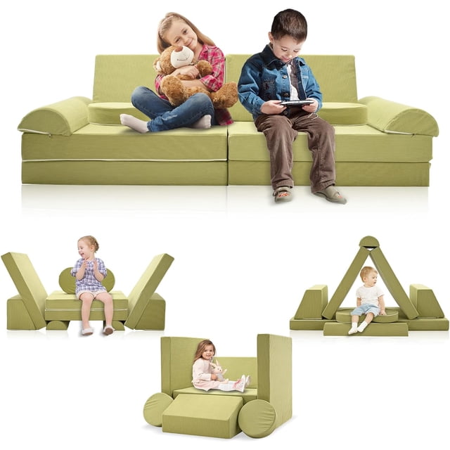 Lilypelle Toddler Couch Sofa, Kids Modular Play Set, 10-pcs Convertible ...