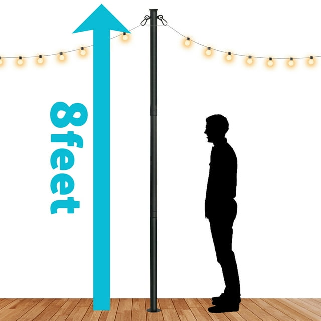 Lilypelle Outdoor Lights Pole Stand 10ft Sturdy Segmented Terrace Deck ...