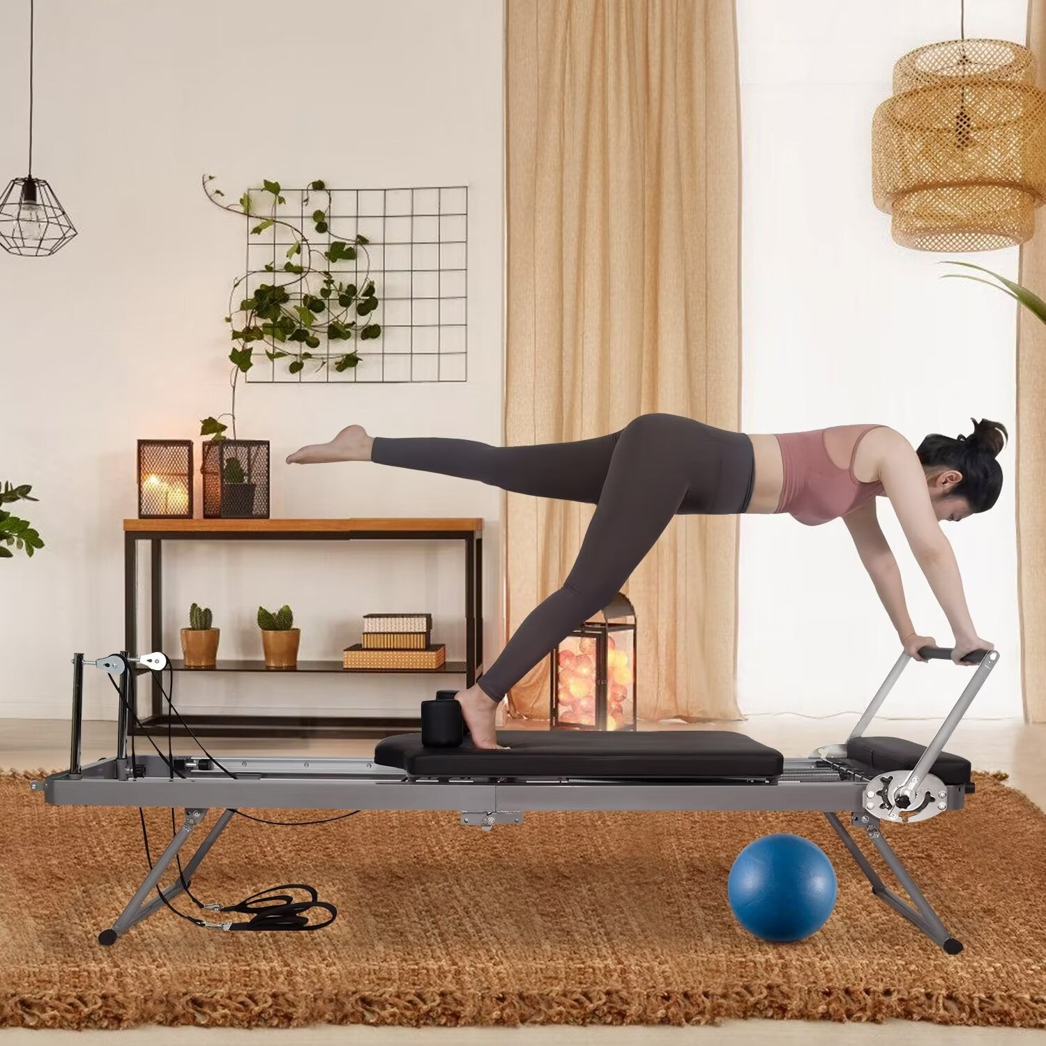 Lilypelle Pilates Reformer Machine Equipment with Spring for Home ...