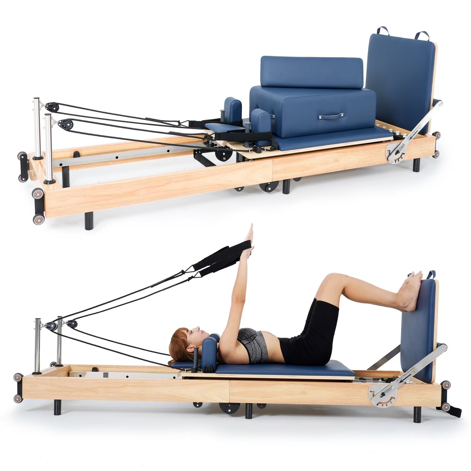 Lilypelle Pilates Reformer Machine Equipment with Spring for Home ...