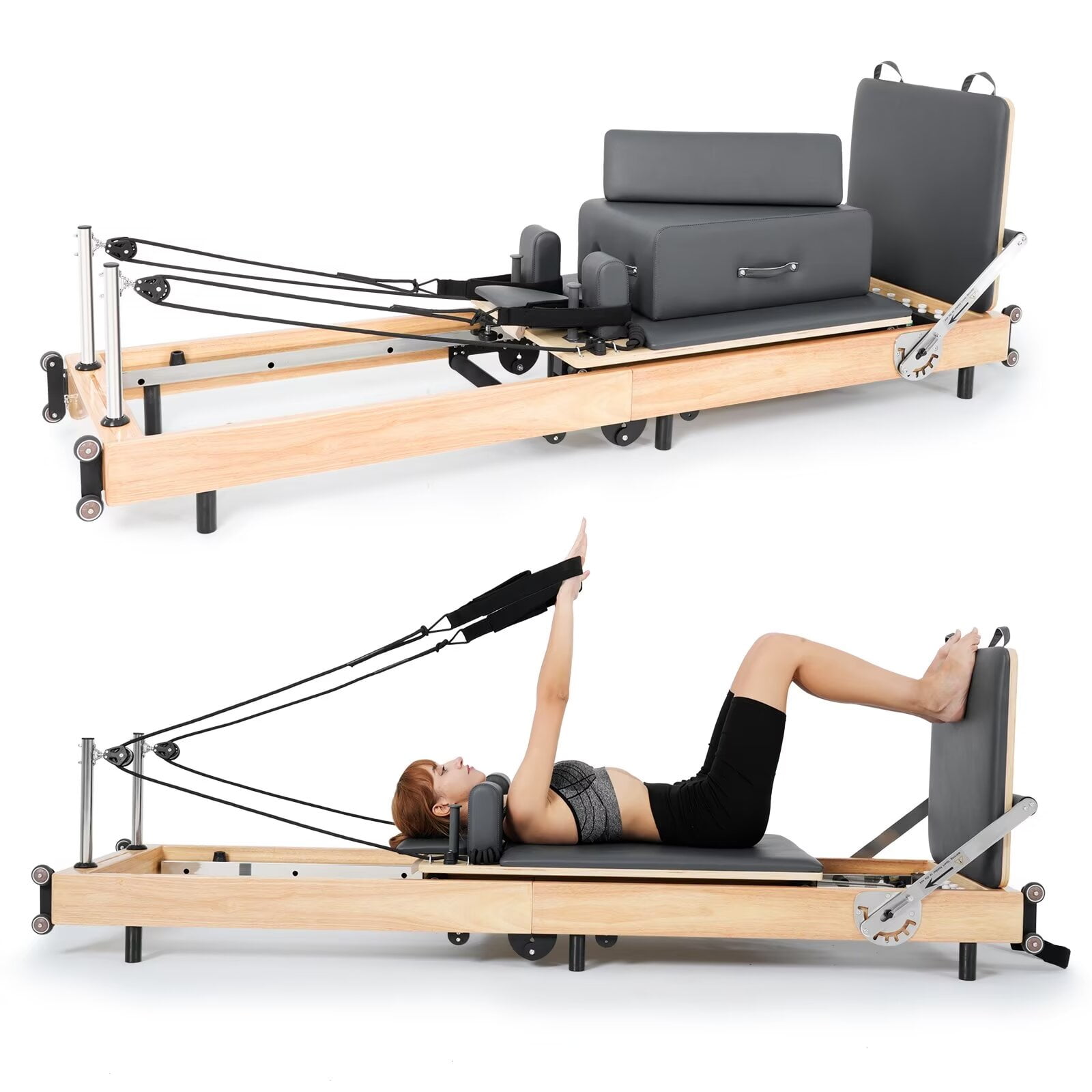 Lilypelle Pilates Reformer Machine Equipment with Spring for Home ...