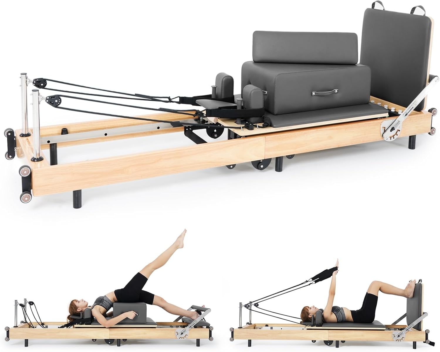 Lilypelle Pilates Reformer Machine Equipment with Spring for Home ...